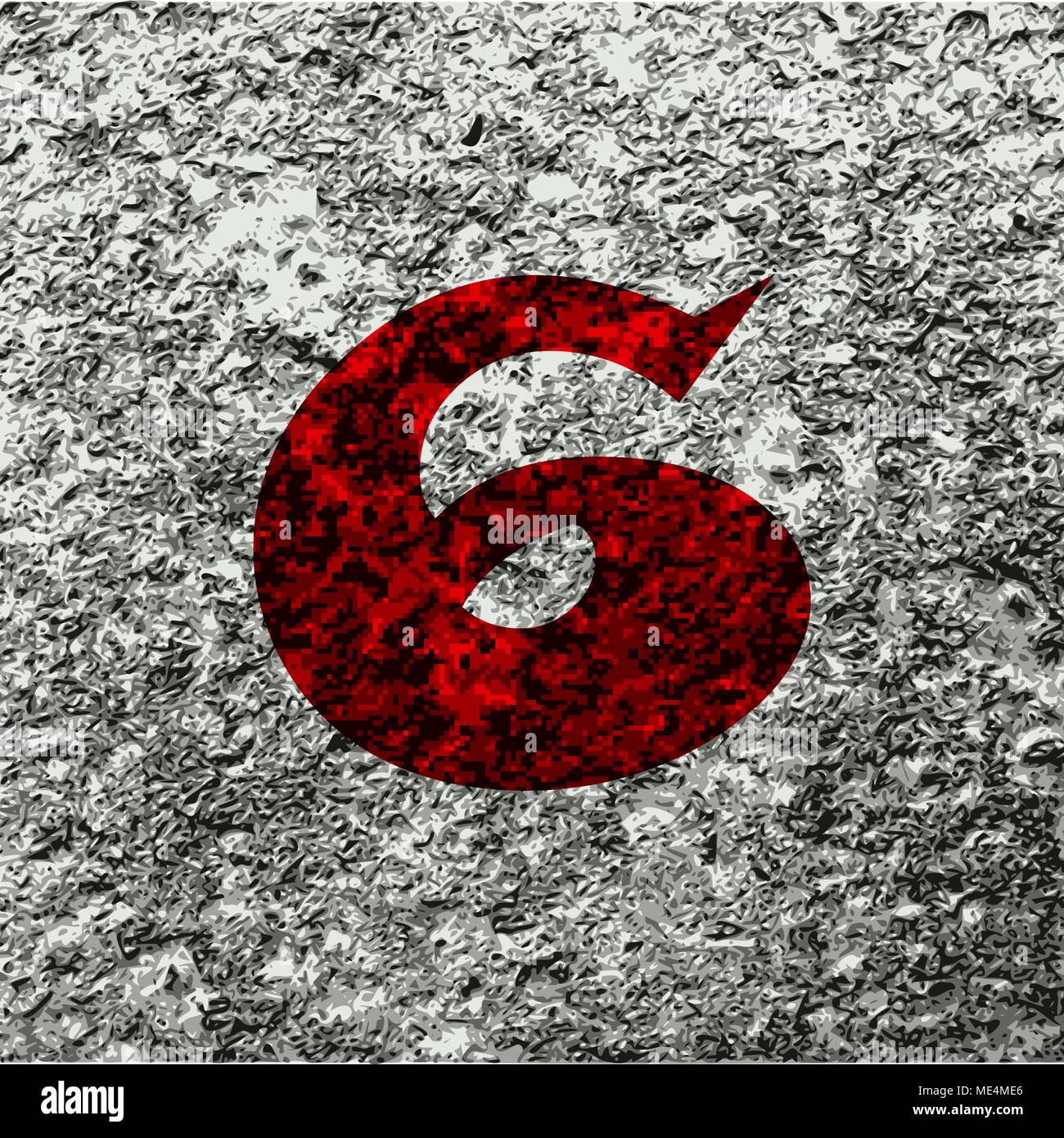 number six icon symbol on a concrete wall. Vector illustration Stock ...