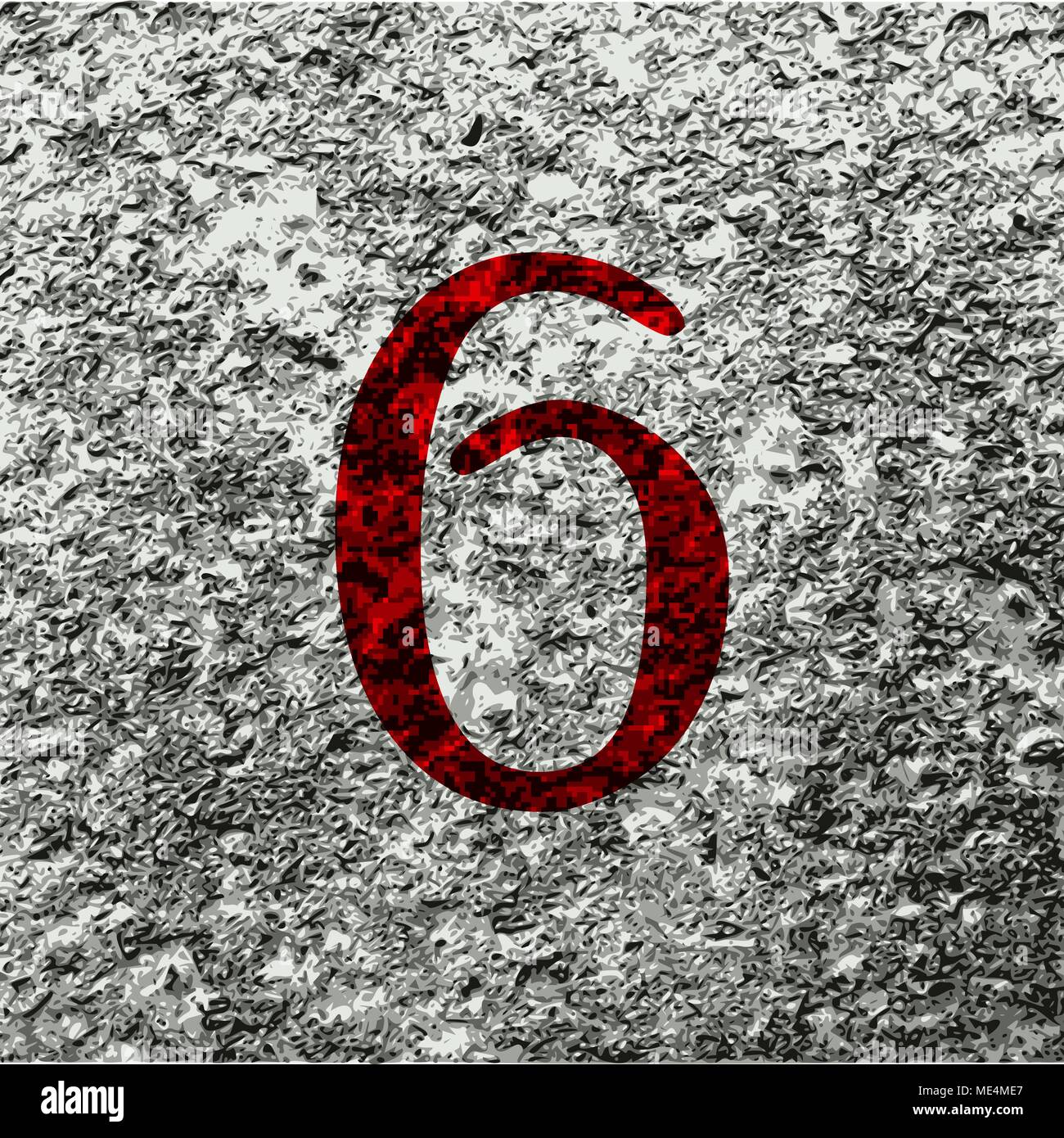 number six icon symbol on a concrete wall. Vector illustration Stock ...