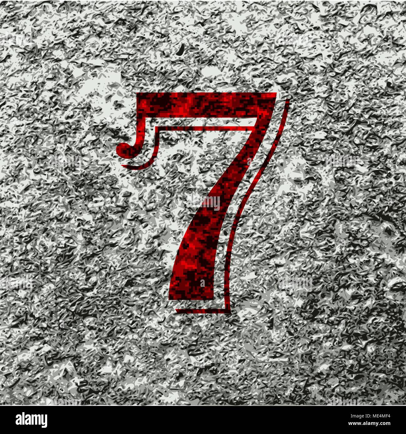 number seven icon symbol on a concrete wall. Vector illustration Stock ...