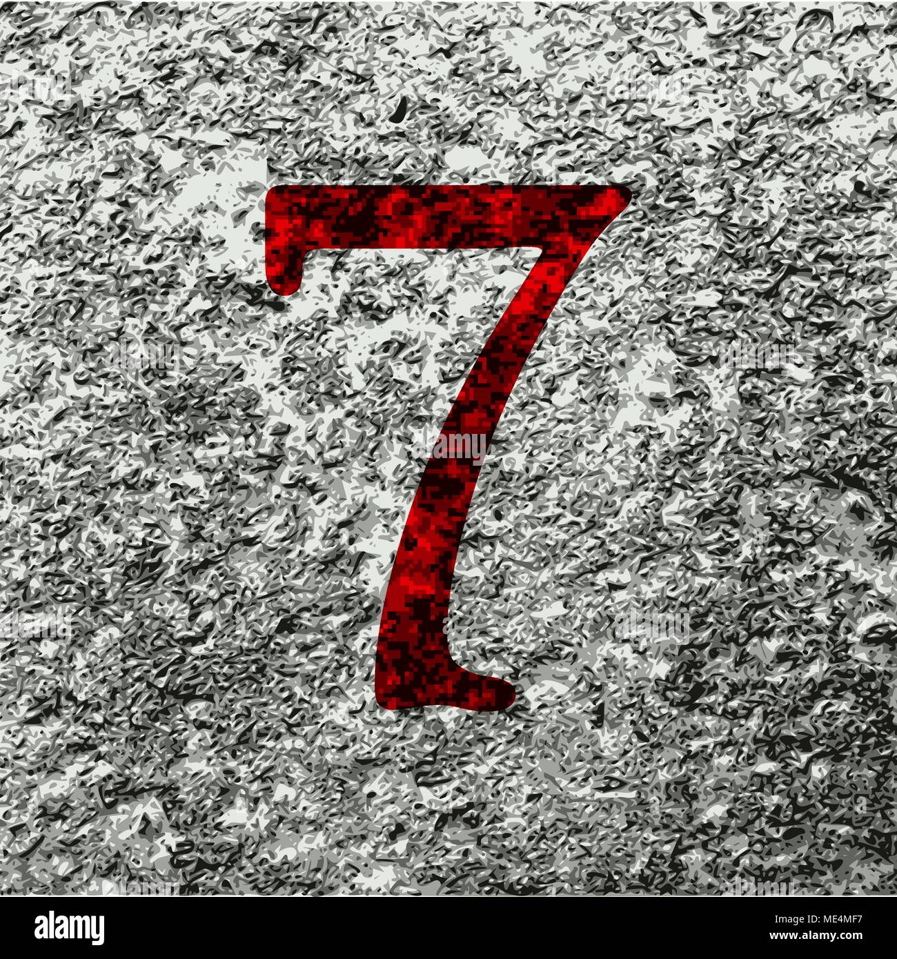 number seven icon symbol on a concrete wall. Vector illustration Stock ...