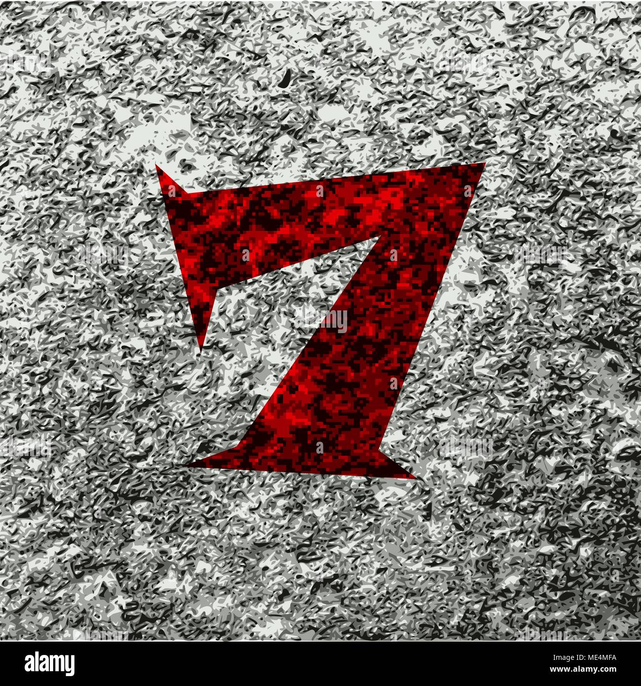 number seven icon symbol on a concrete wall. Vector illustration Stock ...
