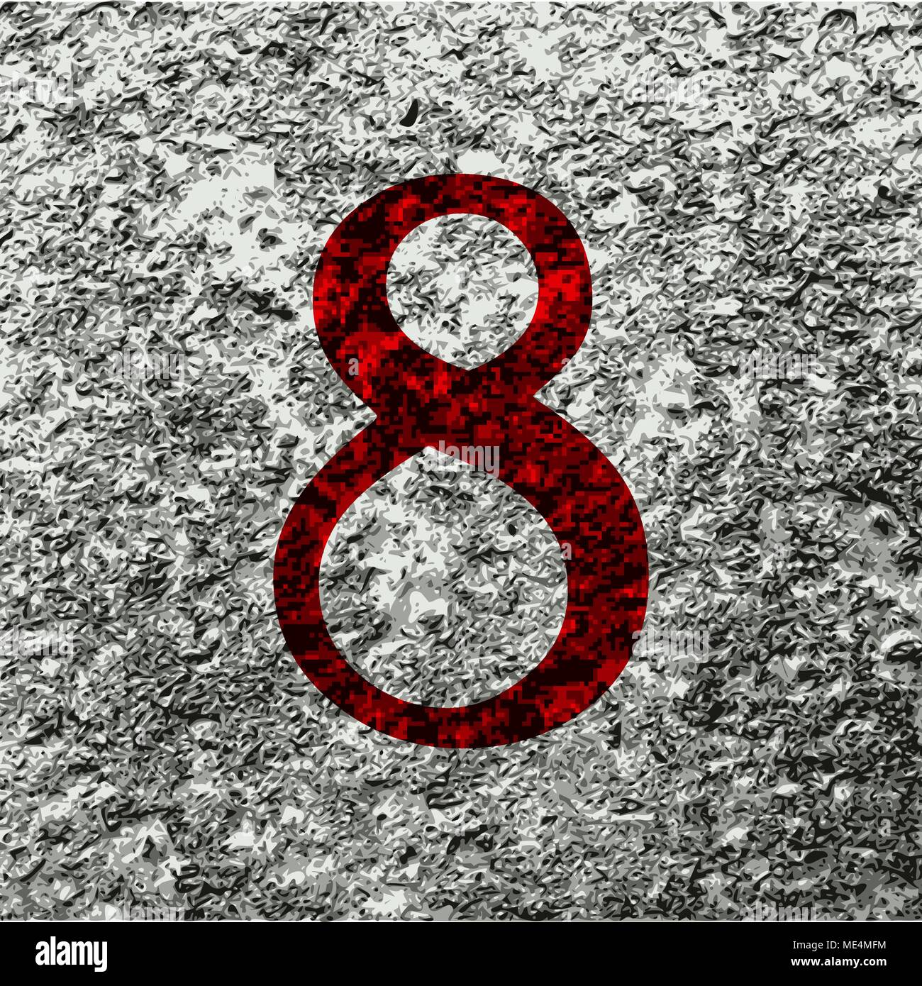 number Eight icon symbol on a concrete wall. Vector illustration Stock ...
