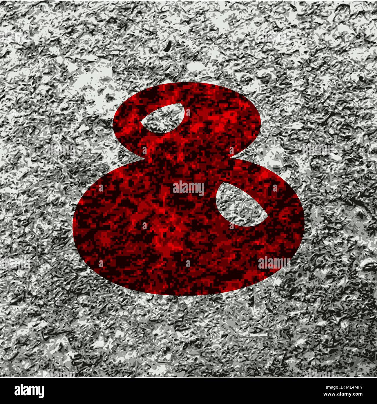 number Eight icon symbol on a concrete wall. Vector illustration Stock ...