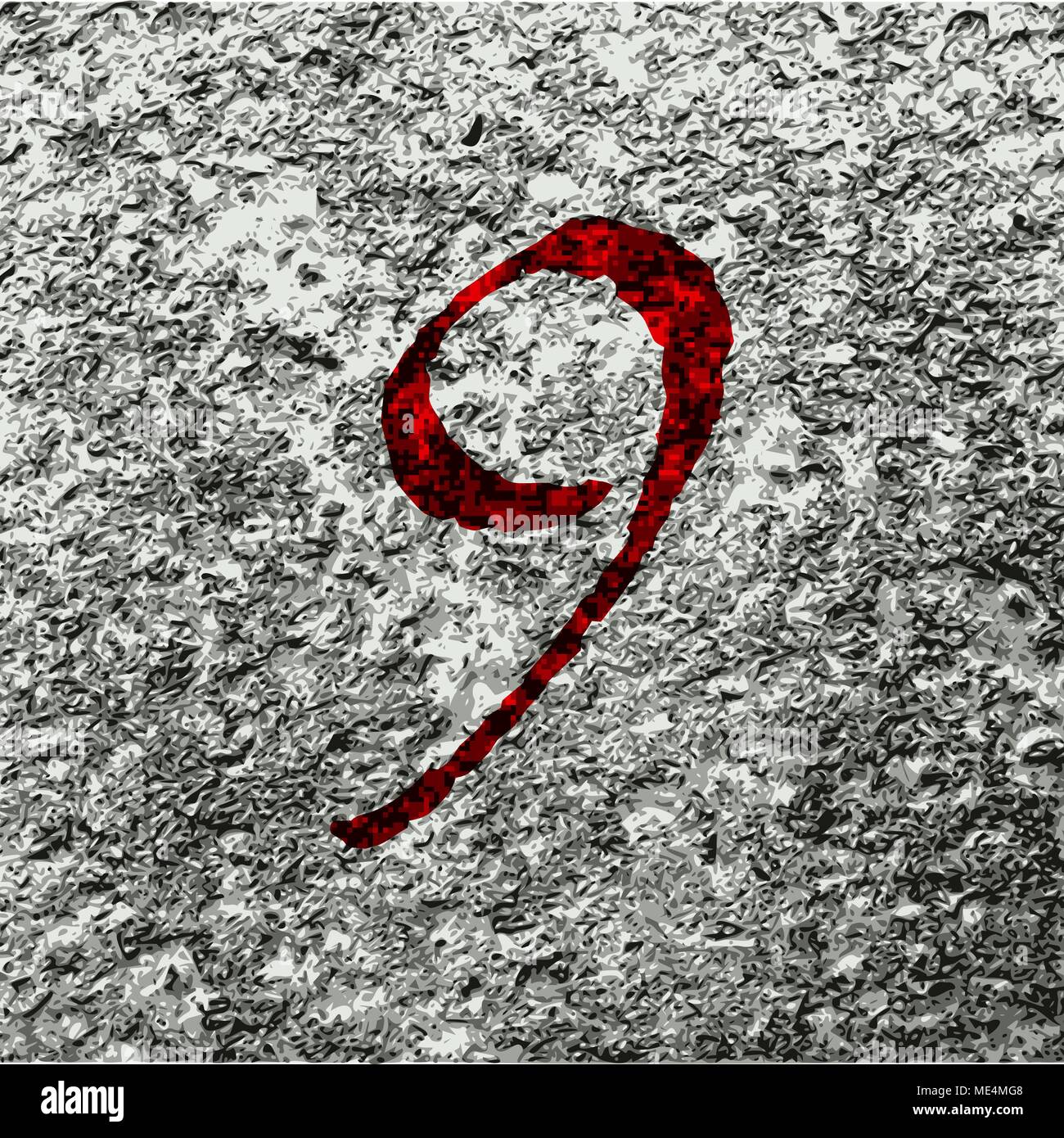 number Nine icon symbol on a concrete wall. Vector illustration Stock ...