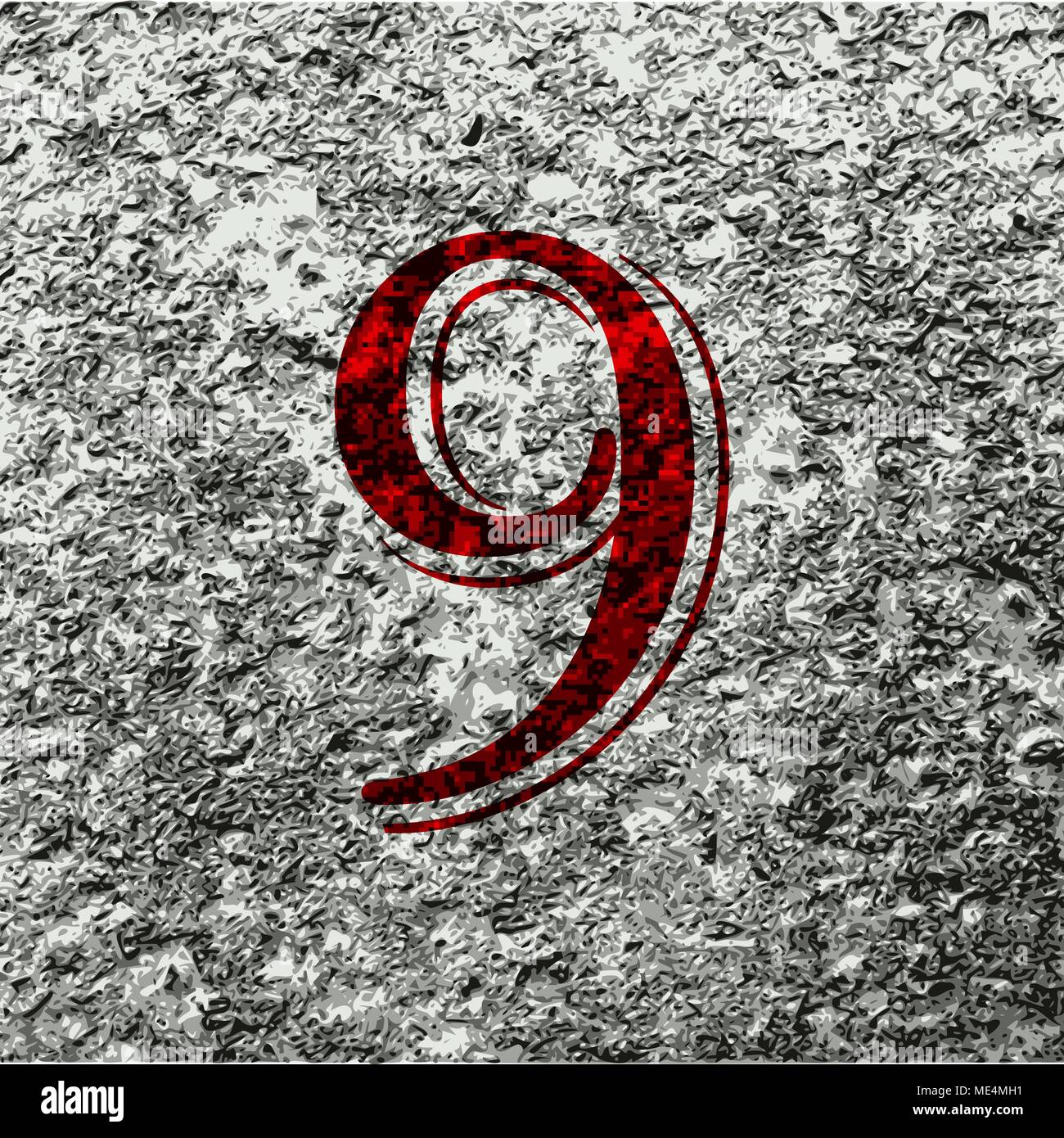 number Nine icon symbol on a concrete wall. Vector illustration Stock ...