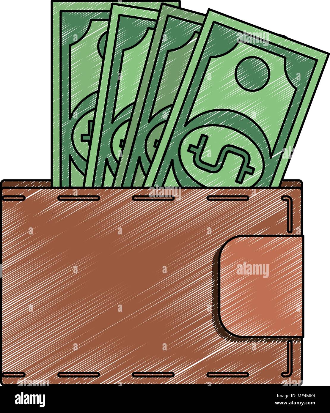 Hand draw purse wallet money hi-res stock photography and images - Alamy