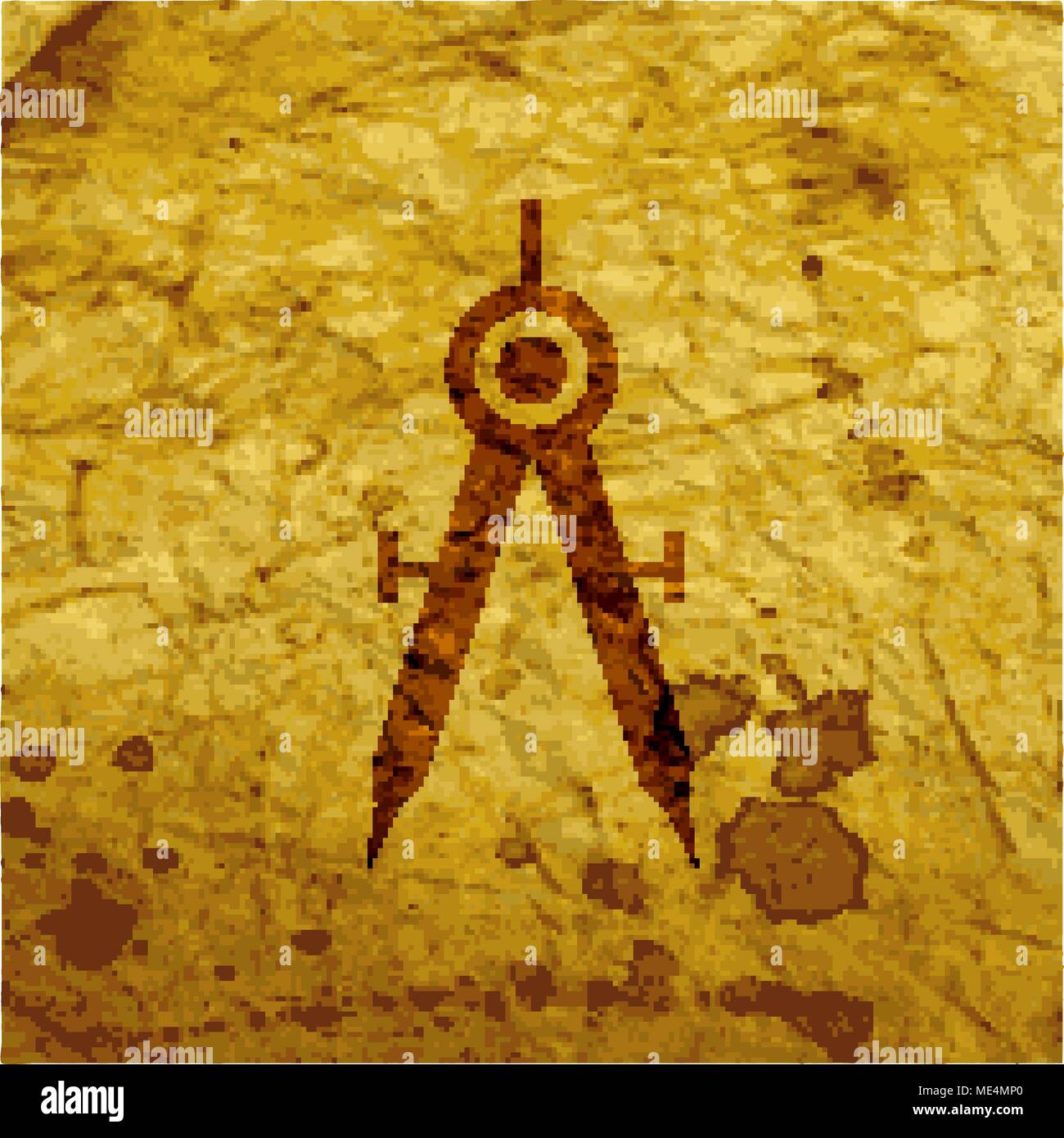 Mathematical Compass icon symbol on paper background. Vector ...