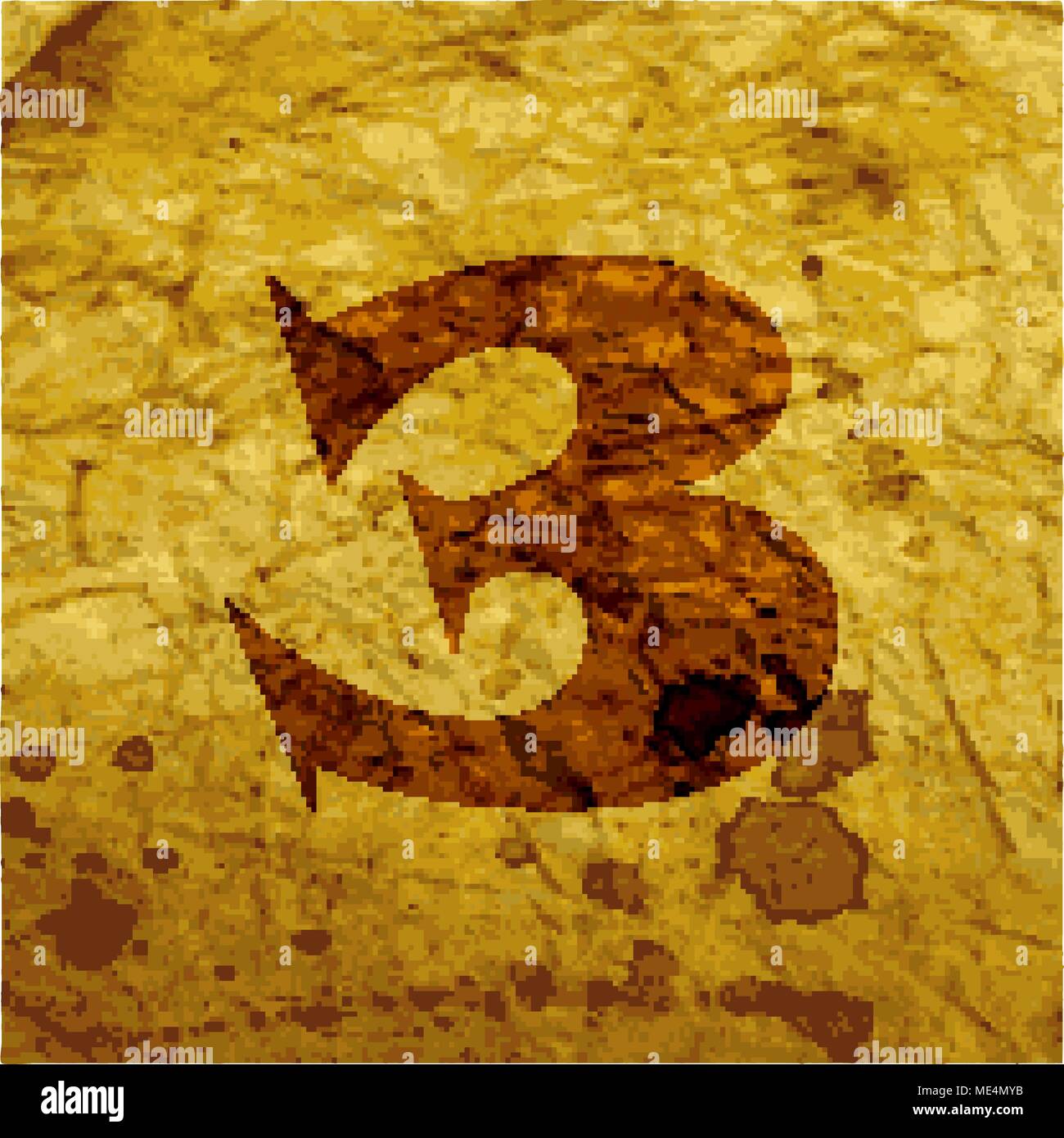 number three icon symbol on paper background. Vector illustration Stock ...