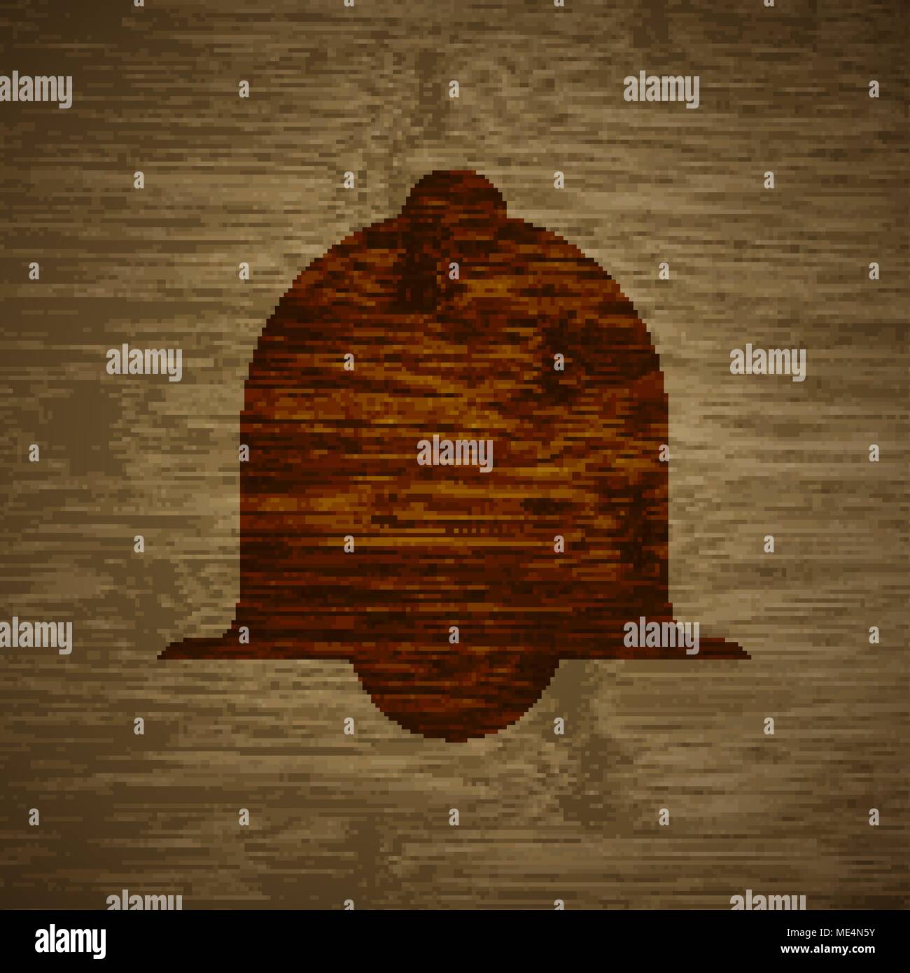 Alarm bell icon symbol on a wooden background. Vector illustration ...
