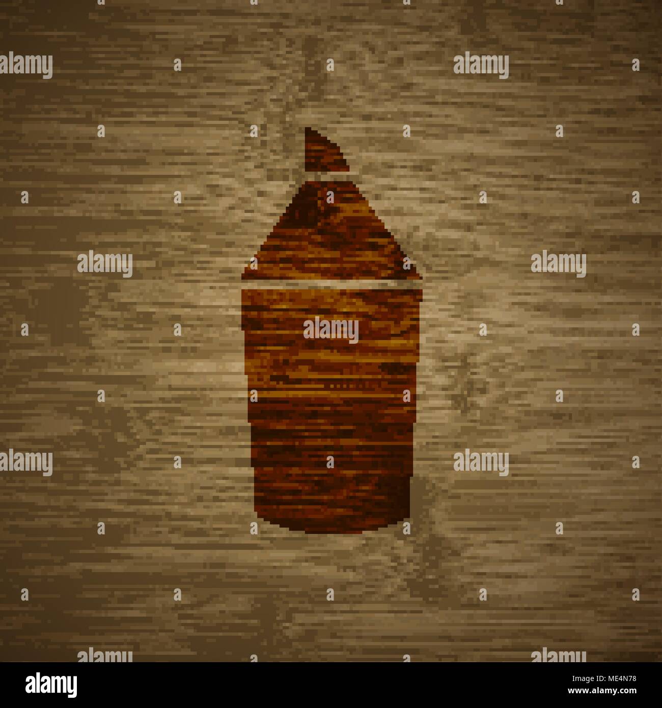 Pencil icon symbol on a wooden background. Vector illustration Stock ...