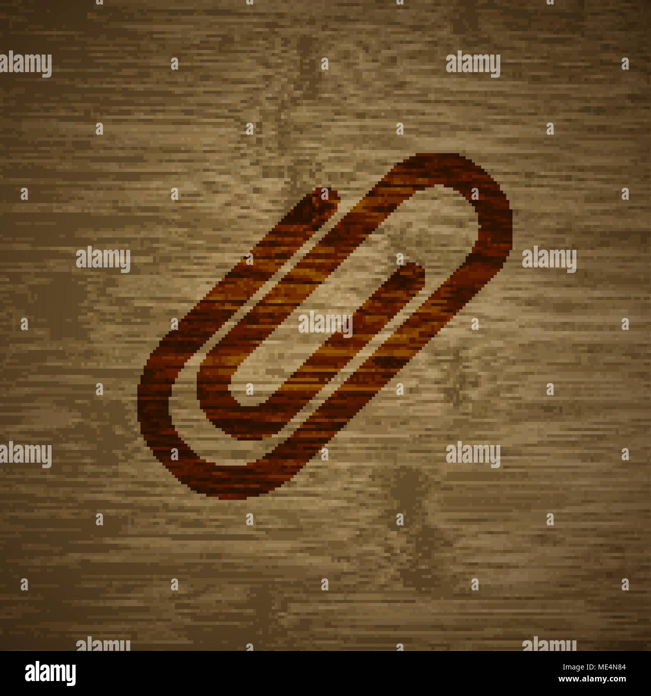 Paper clip icon symbol on a wooden background. Vector illustration ...