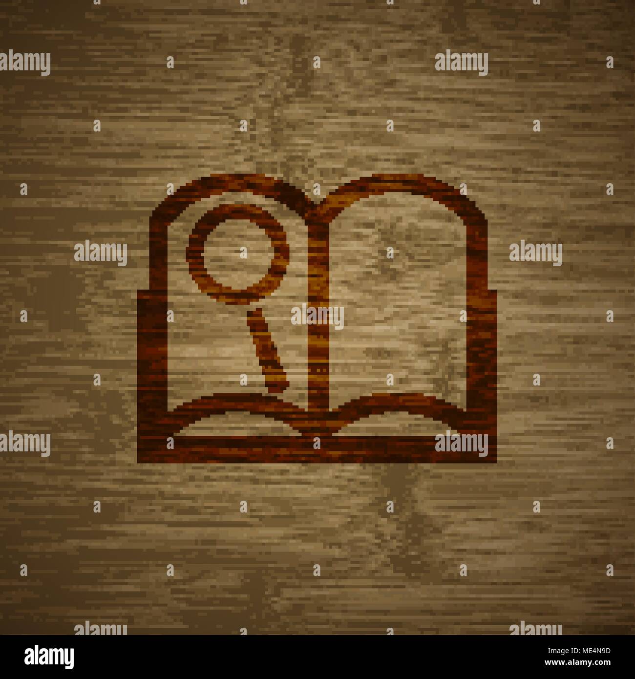 Open book icon symbol on a wooden background. Vector illustration Stock ...