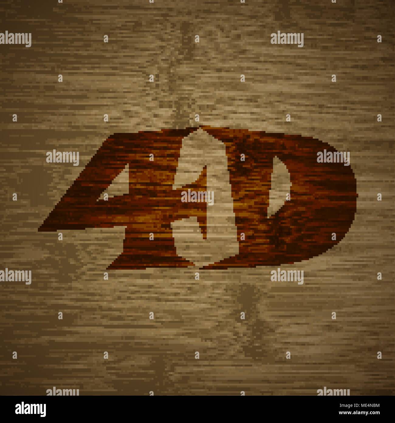 4D icon symbol on a wooden background. Vector illustration Stock Vector ...
