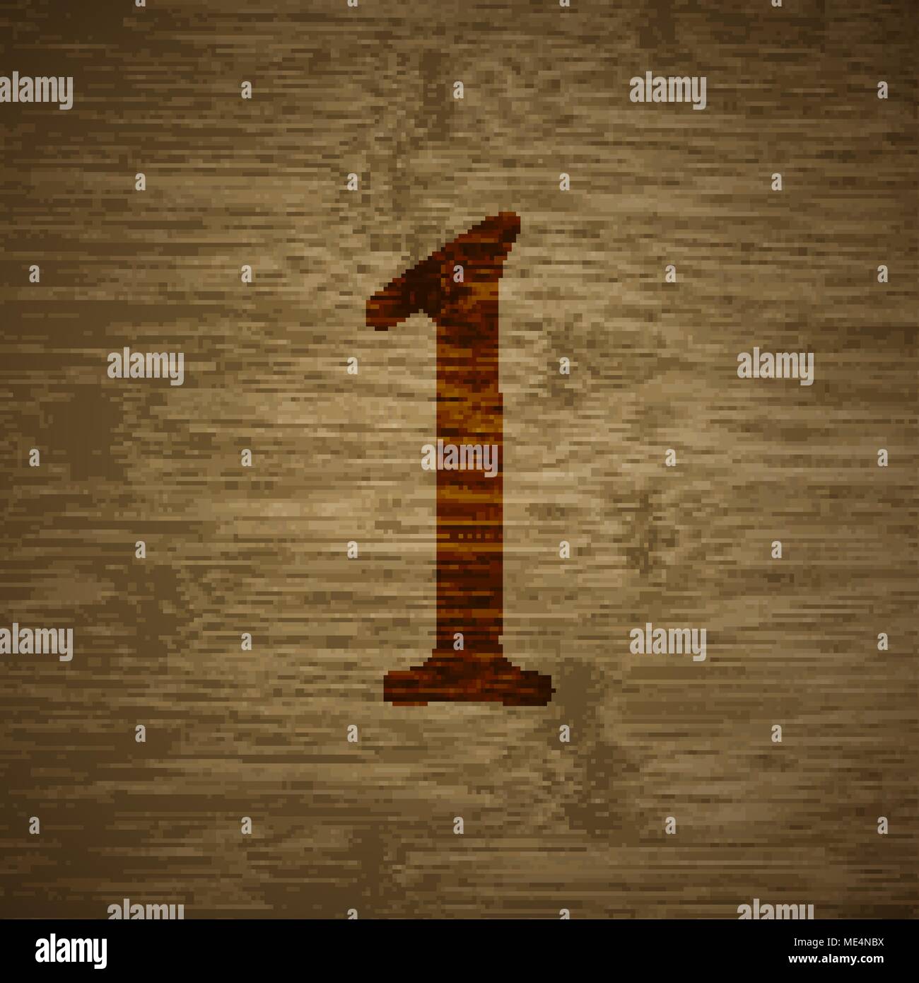 number one icon symbol on a wooden background. Vector illustration ...