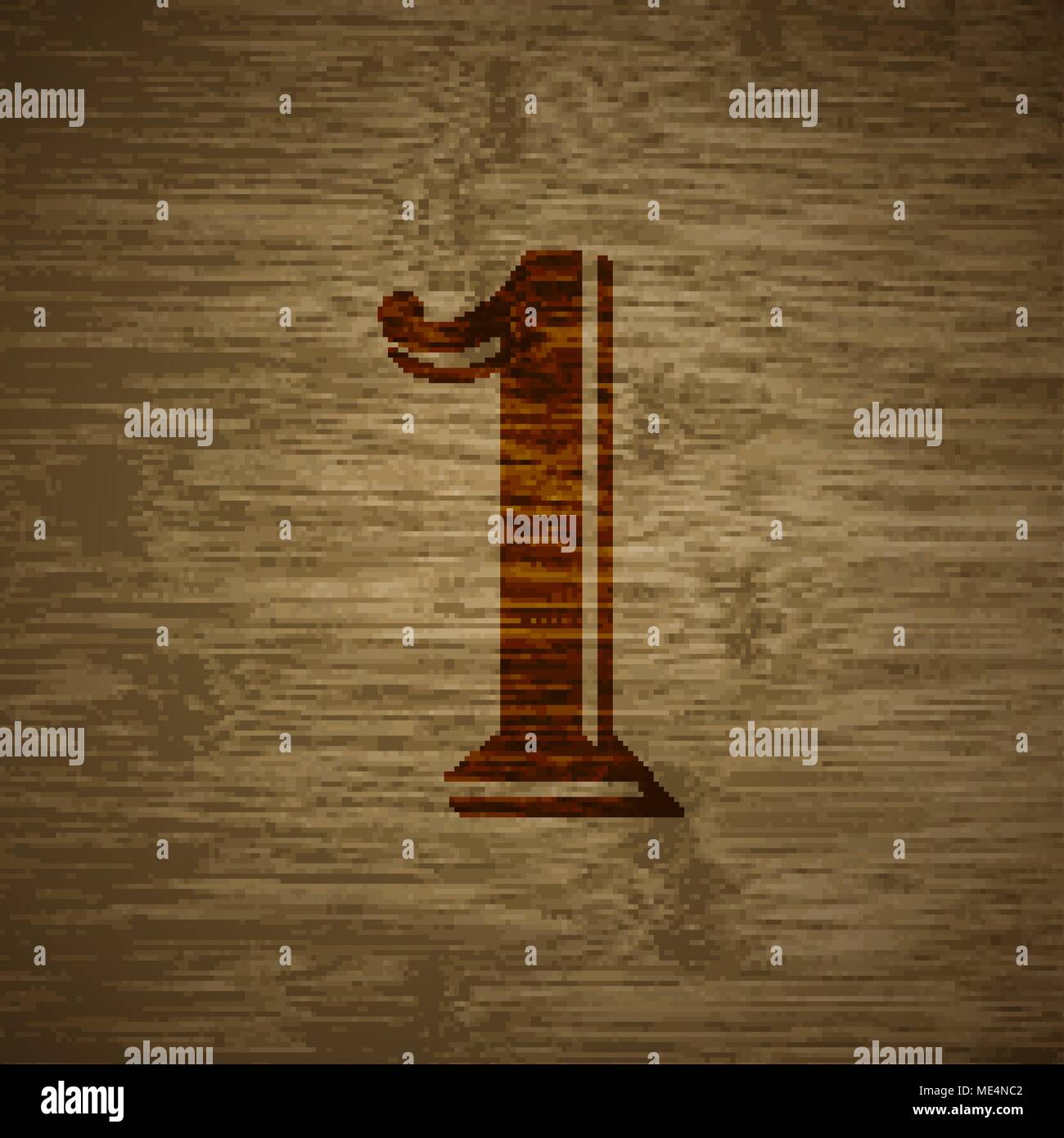 number one icon symbol on a wooden background. Vector illustration ...