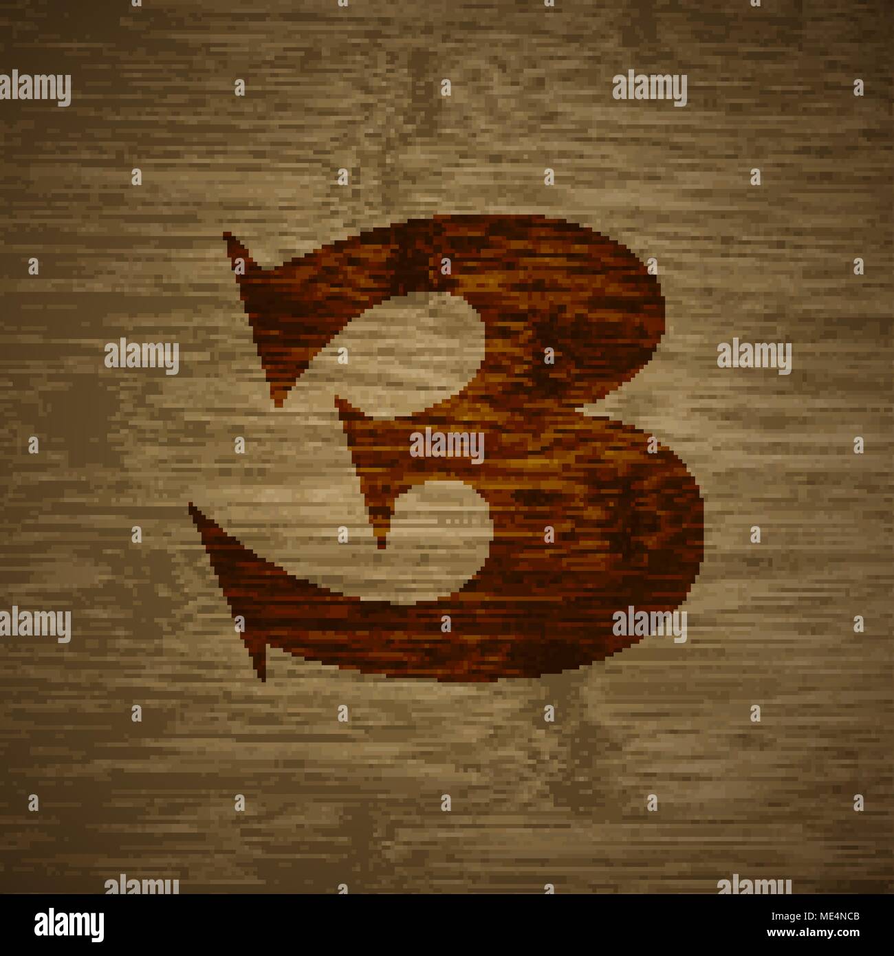 number three icon symbol on a wooden background. Vector illustration ...
