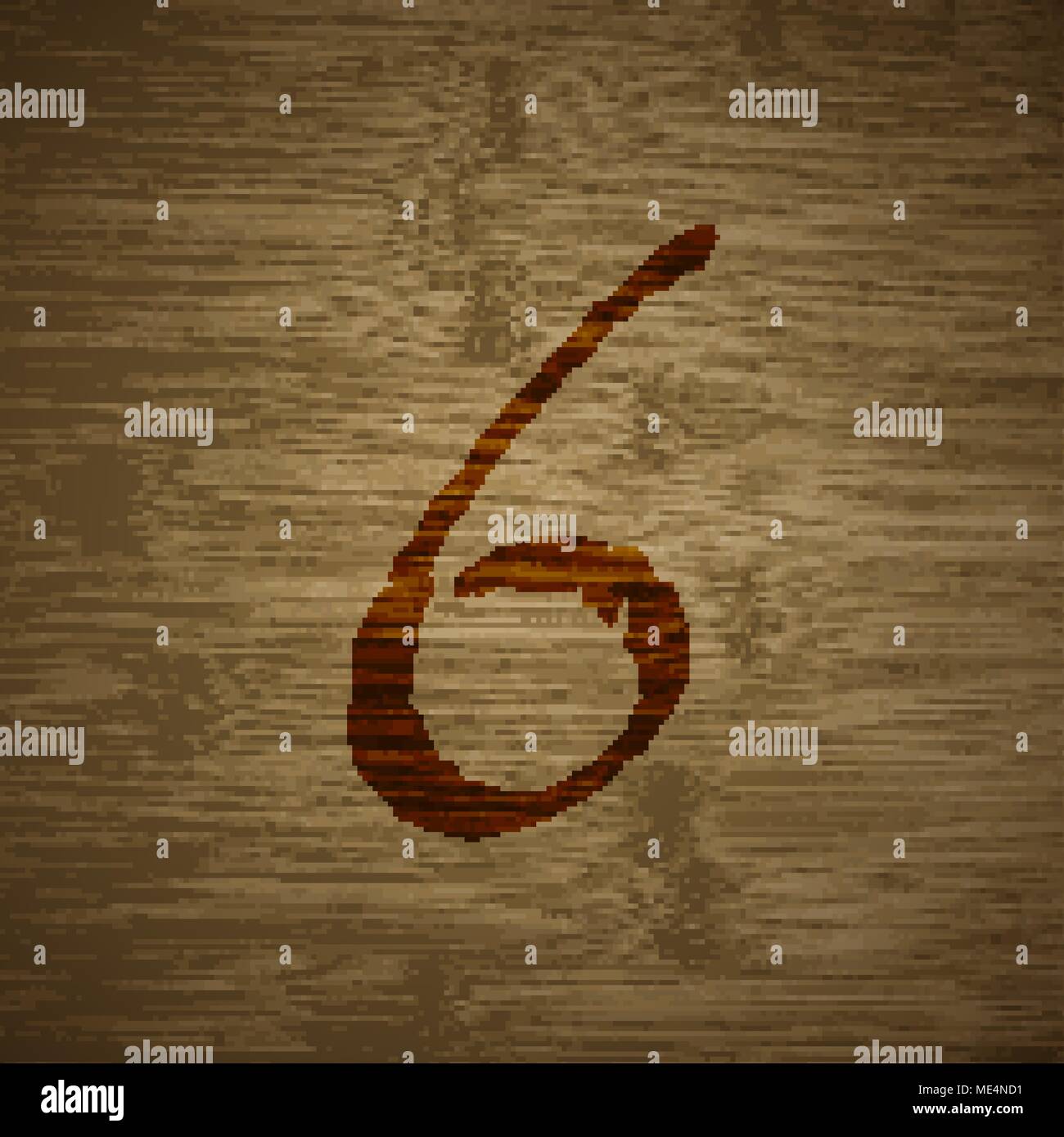 number six icon symbol on a wooden background. Vector illustration ...