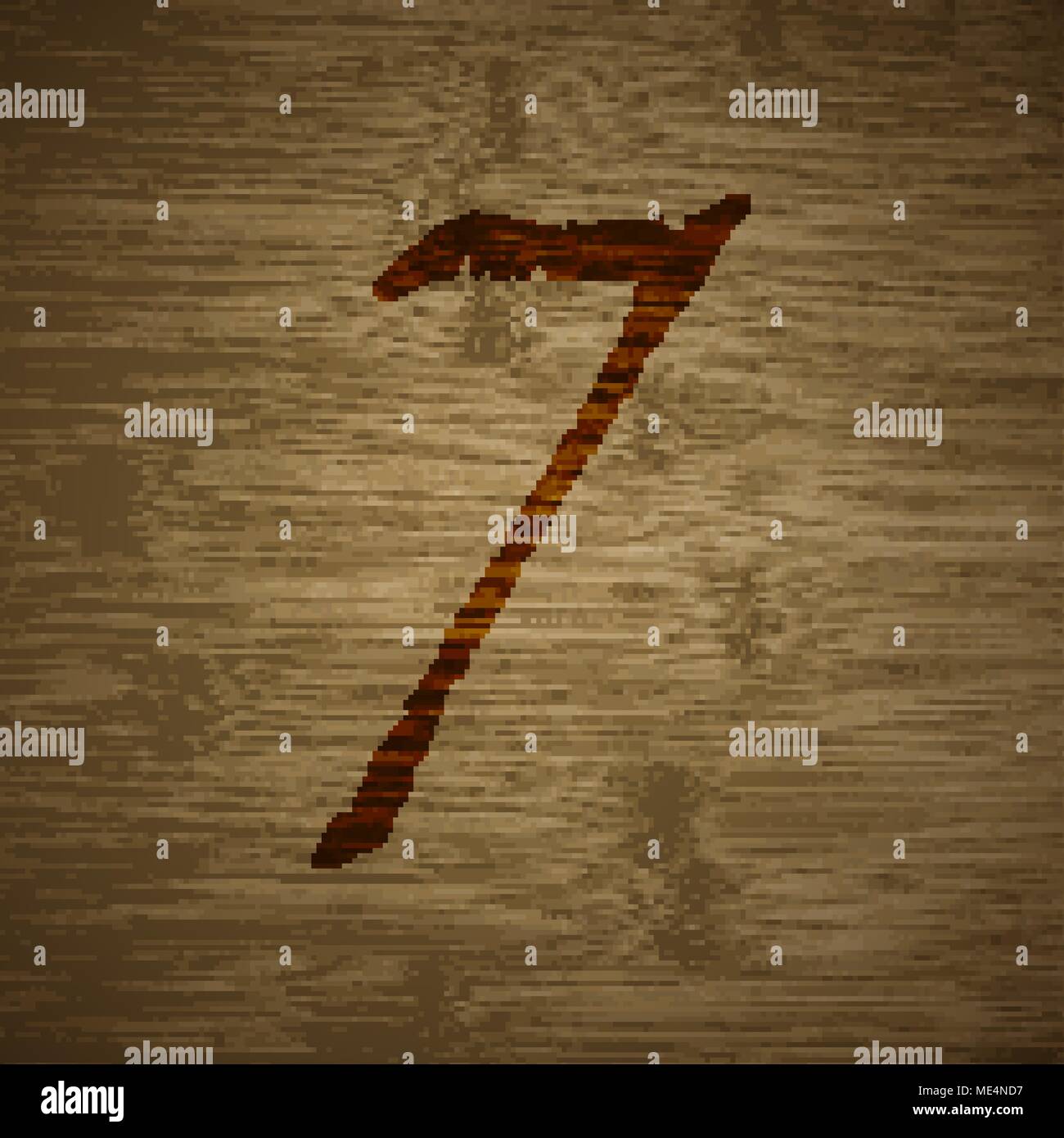 number seven icon symbol on a wooden background. Vector illustration ...