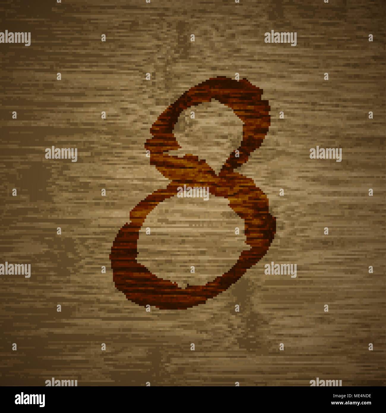 number Eight icon symbol on a wooden background. Vector illustration ...