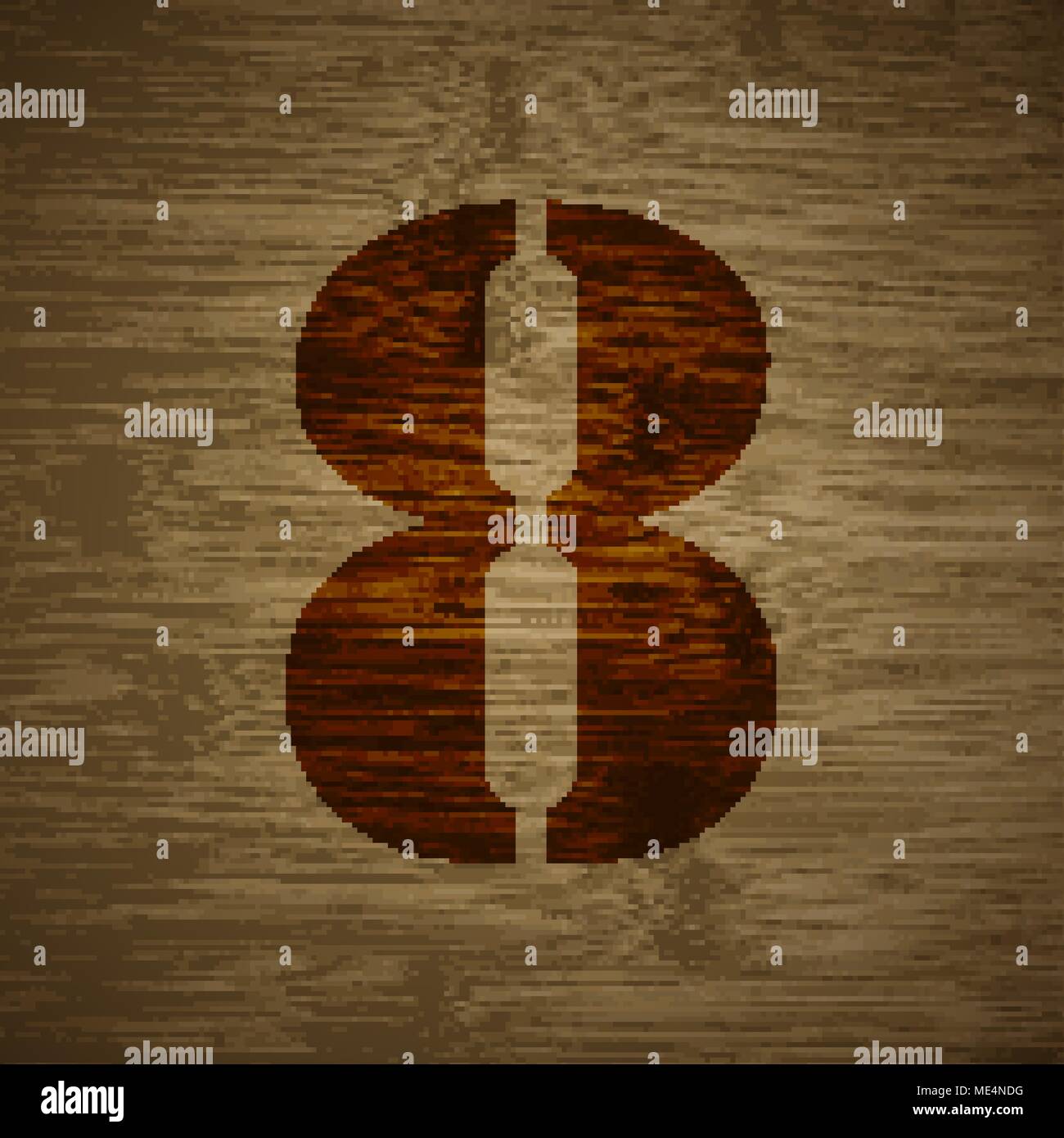 number Eight icon symbol on a wooden background. Vector illustration ...
