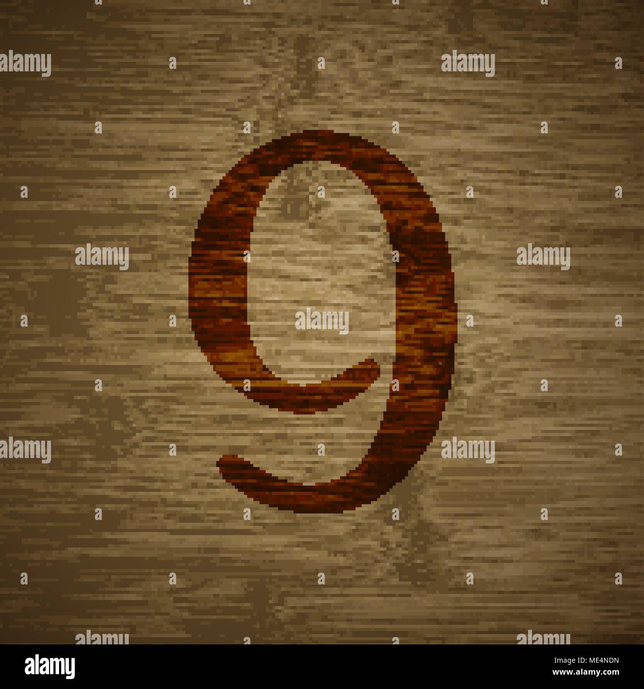 number Nine icon symbol on a wooden background. Vector illustration Stock Vector Image & Art - Alamy