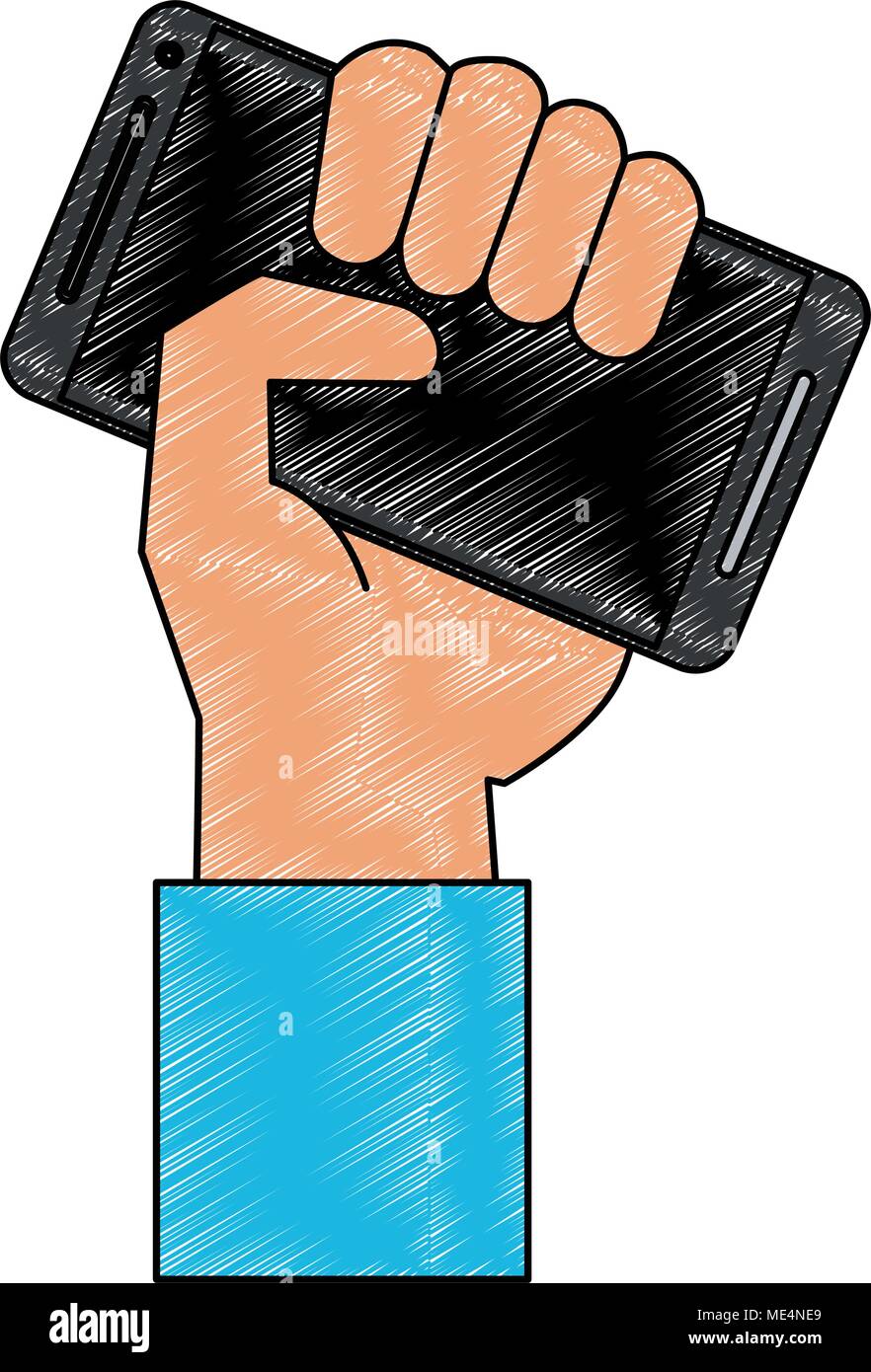 Hand with smartphone scribble Stock Vector Image & Art - Alamy
