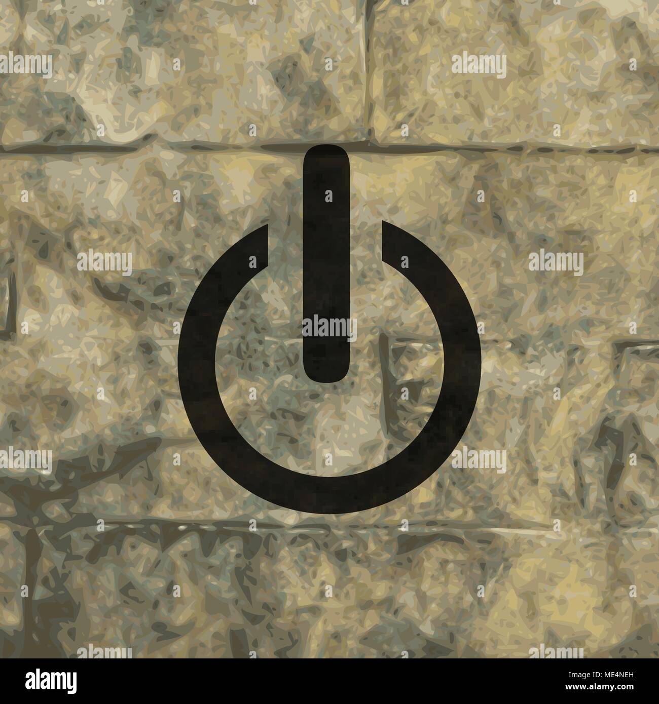Power icon symbol on a stone wall. Vector illustration Stock Vector ...