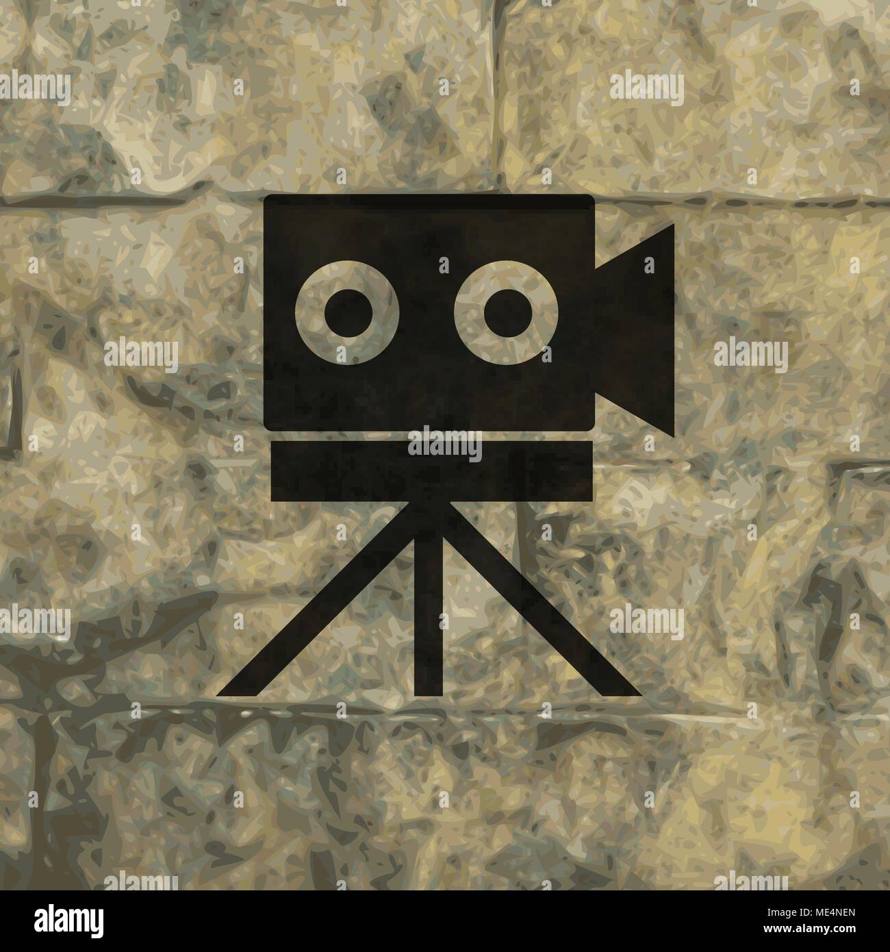 Video camera icon symbol on a stone wall. Vector illustration Stock ...