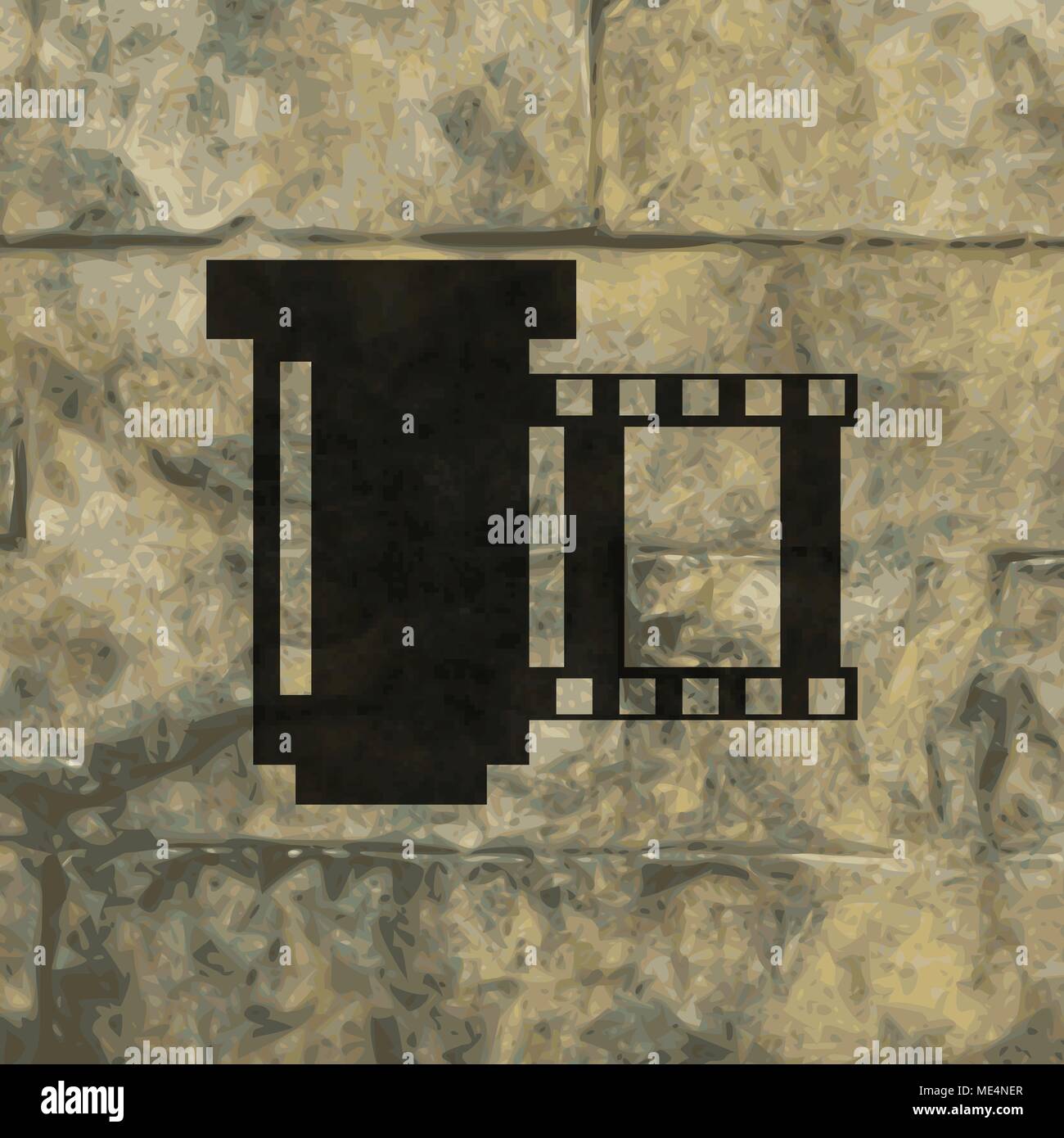 negative films icon symbol on a stone wall. Vector illustration Stock ...