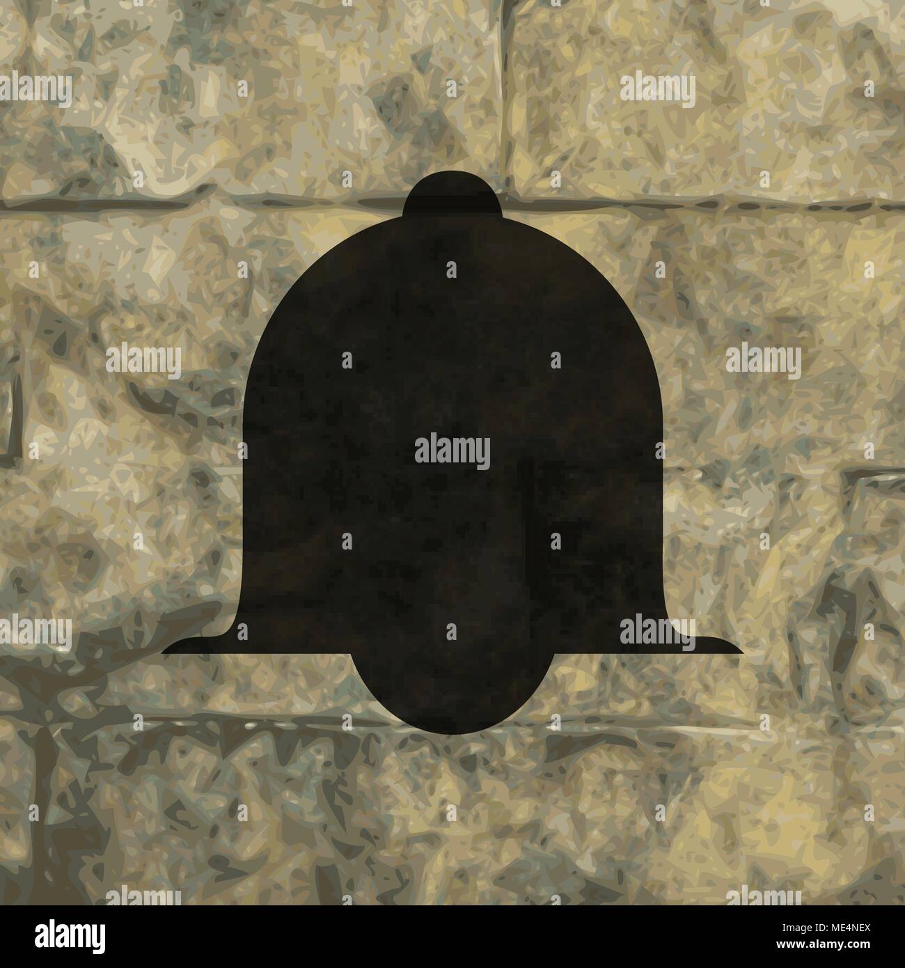 Alarm bell icon symbol on a stone wall. Vector illustration Stock ...