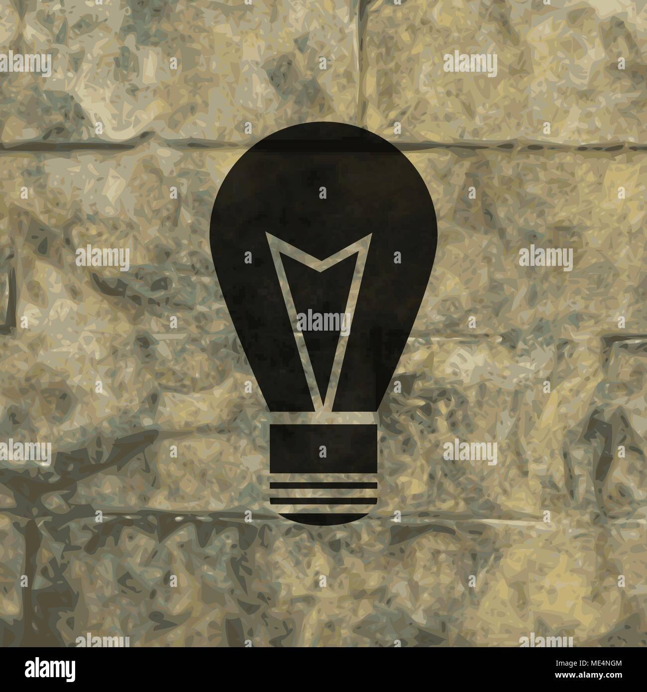 Light lamp icon symbol on a stone wall. Vector illustration Stock ...