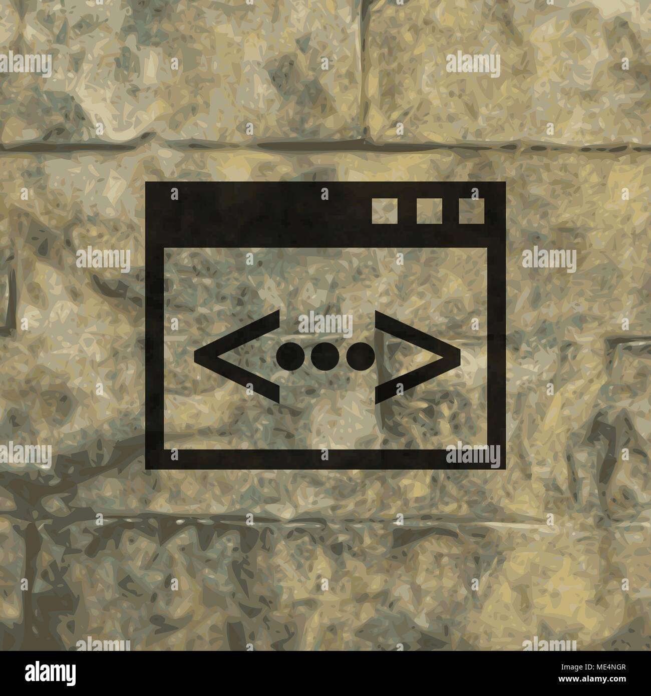 Code icon symbol on a stone wall. Vector illustration Stock Vector ...