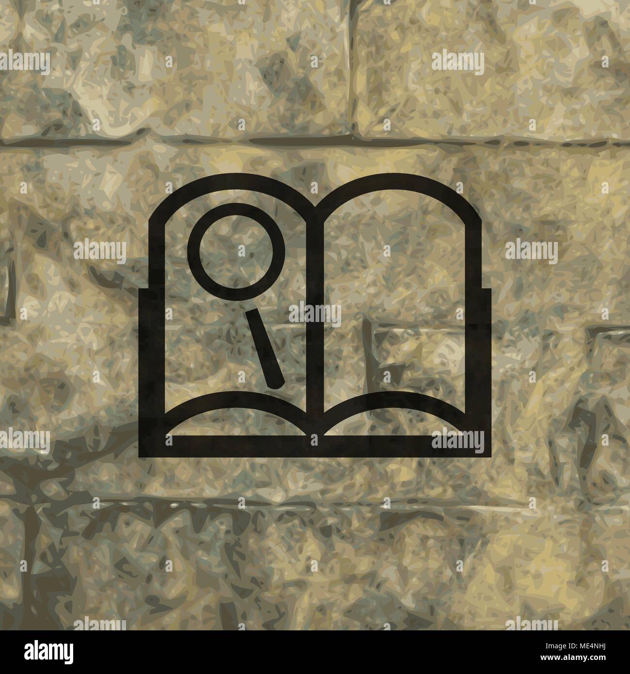 Open book icon symbol on a stone wall. Vector illustration Stock Vector ...