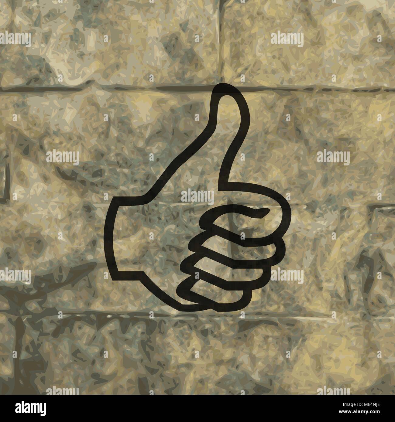 Thumb up icon symbol on a stone wall. Vector illustration Stock Vector ...
