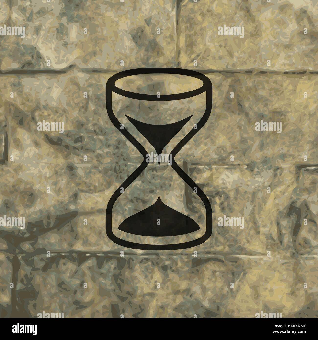 Hourglass icon symbol on a stone wall. Vector illustration Stock Vector ...