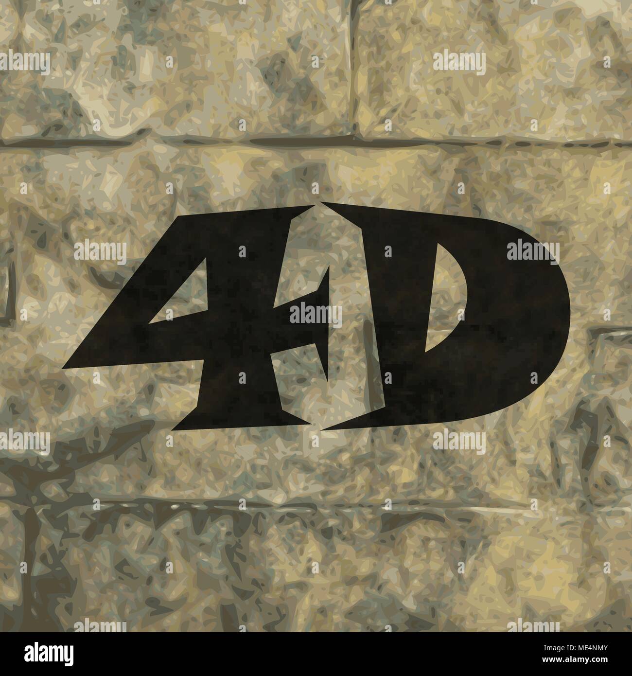 4D icon symbol on a stone wall. Vector illustration Stock Vector Image ...