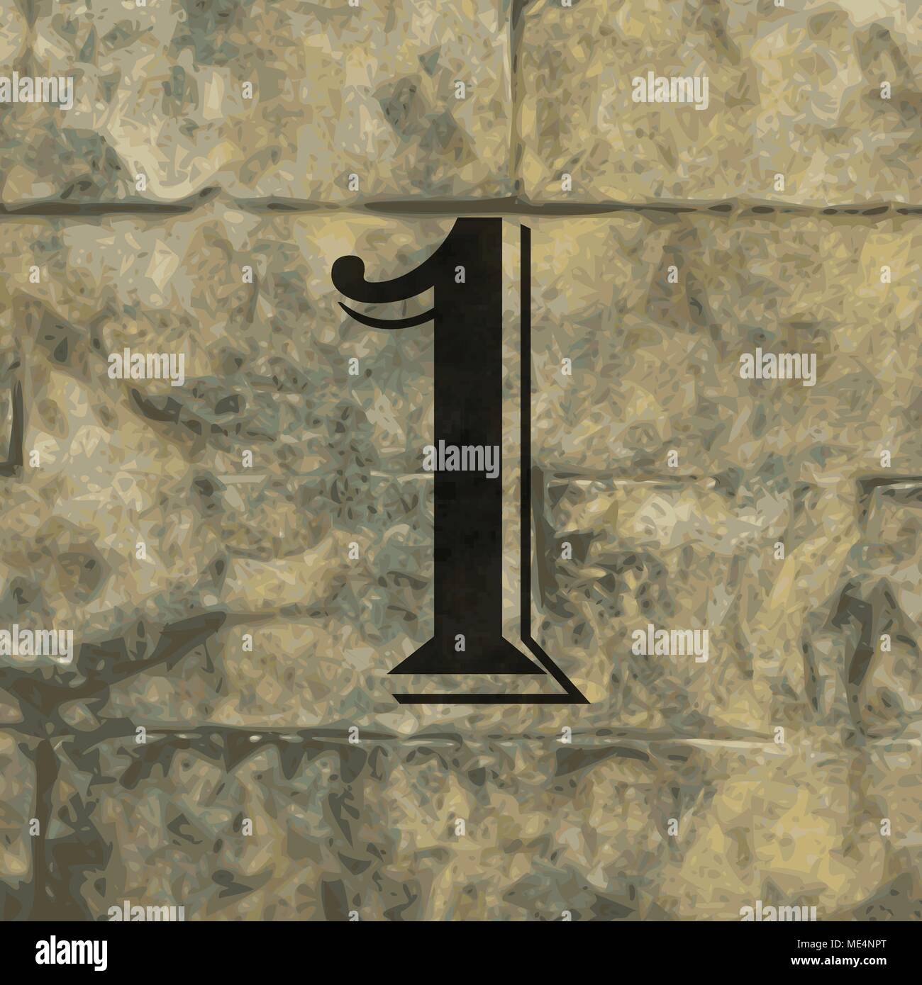 number one icon symbol on a stone wall. Vector illustration Stock ...