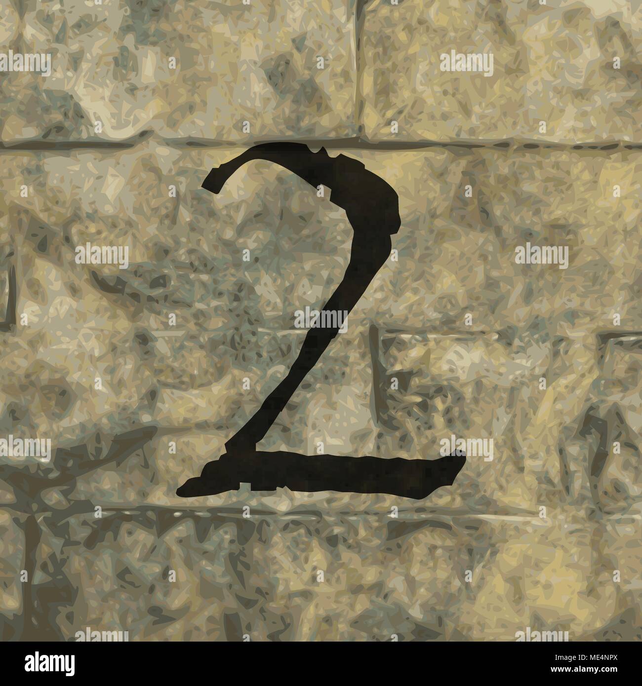 number two icon symbol on a stone wall. Vector illustration Stock ...