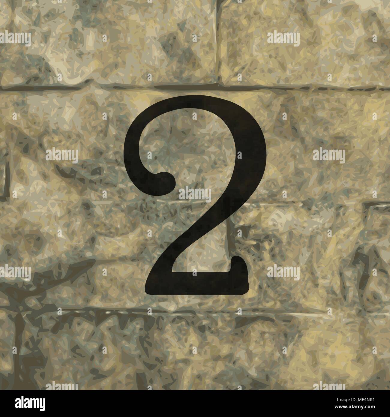 number two icon symbol on a stone wall. Vector illustration Stock ...