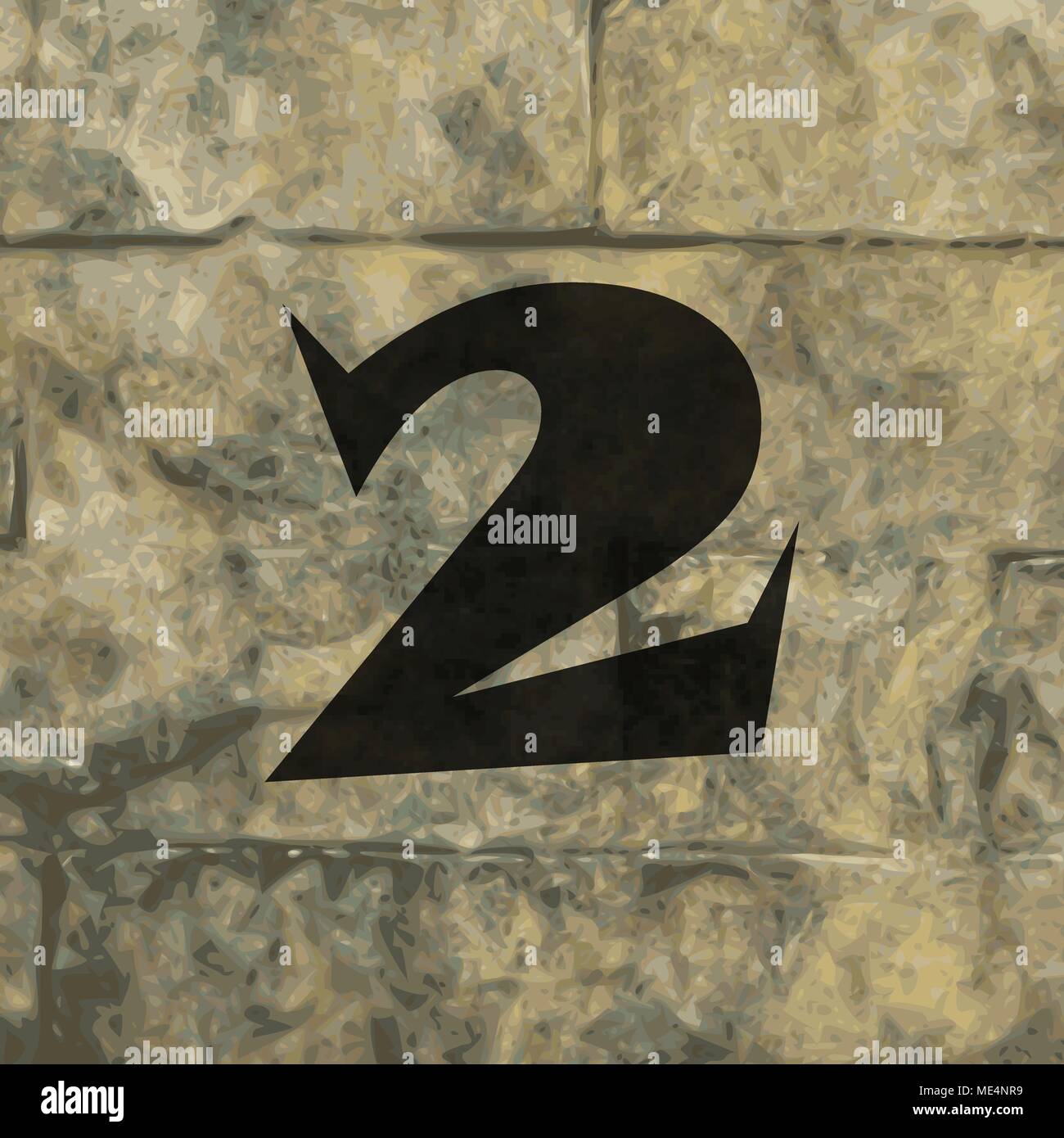 number two icon symbol on a stone wall. Vector illustration Stock ...