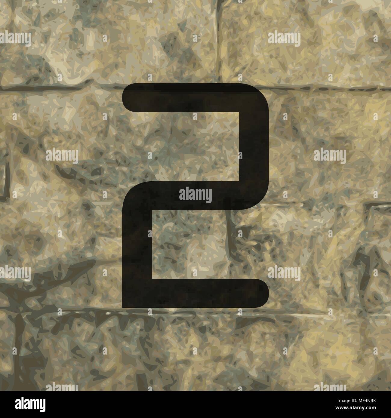 number two icon symbol on a stone wall. Vector illustration Stock ...