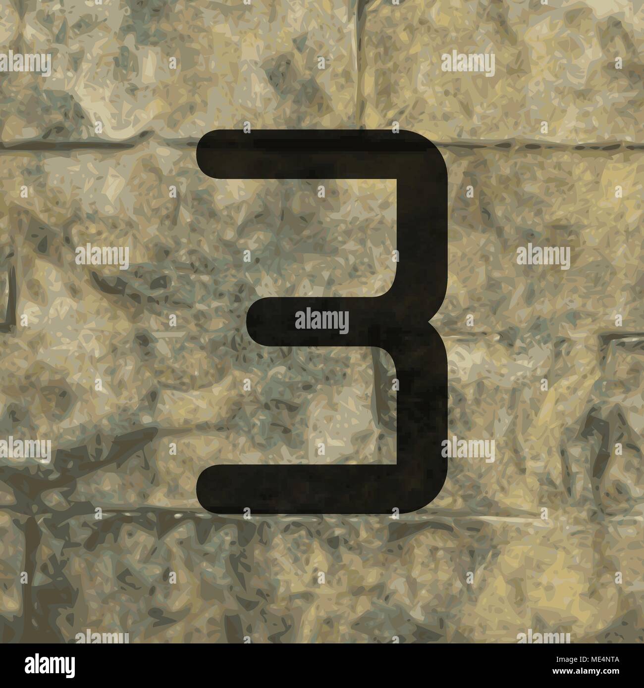 number three icon symbol on a stone wall. Vector illustration Stock ...