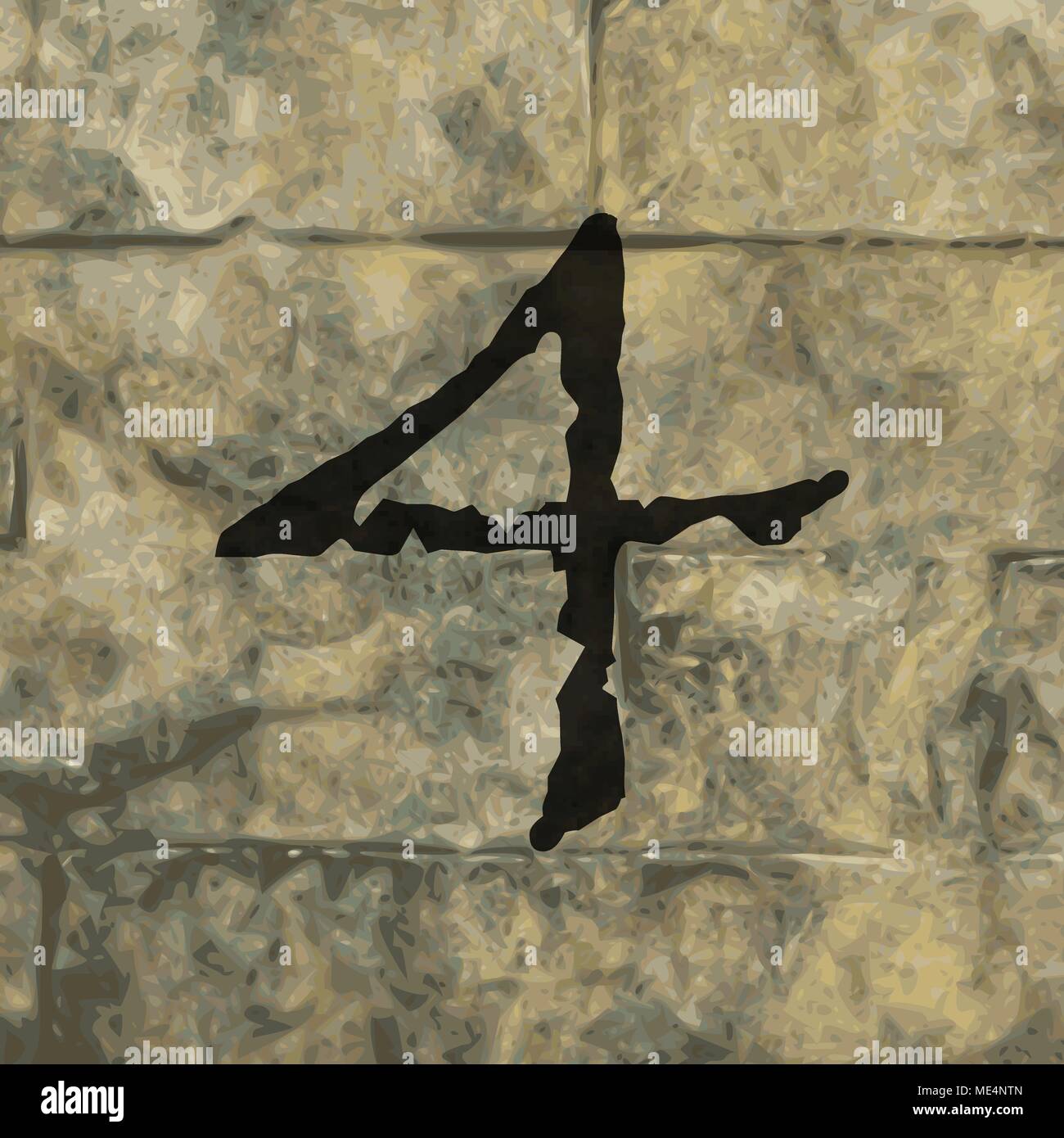 number four icon symbol on a stone wall. Vector illustration Stock ...