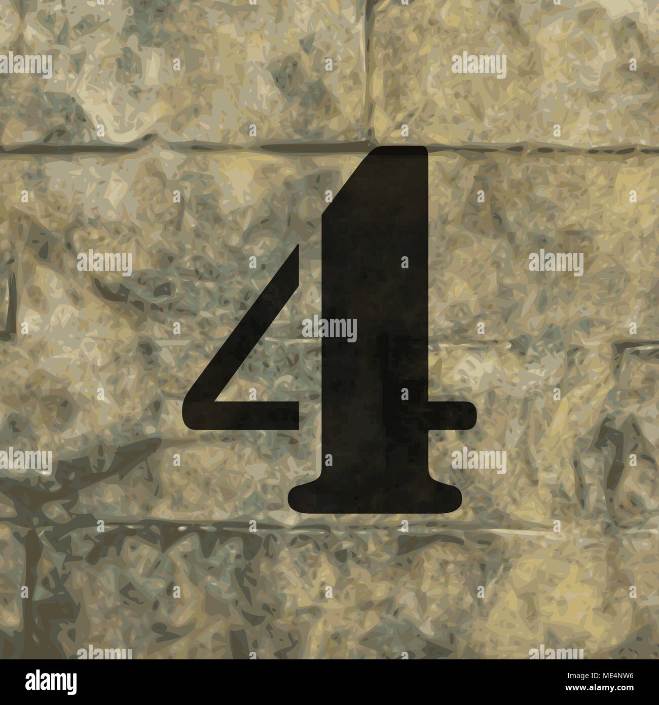number four icon symbol on a stone wall. Vector illustration Stock ...