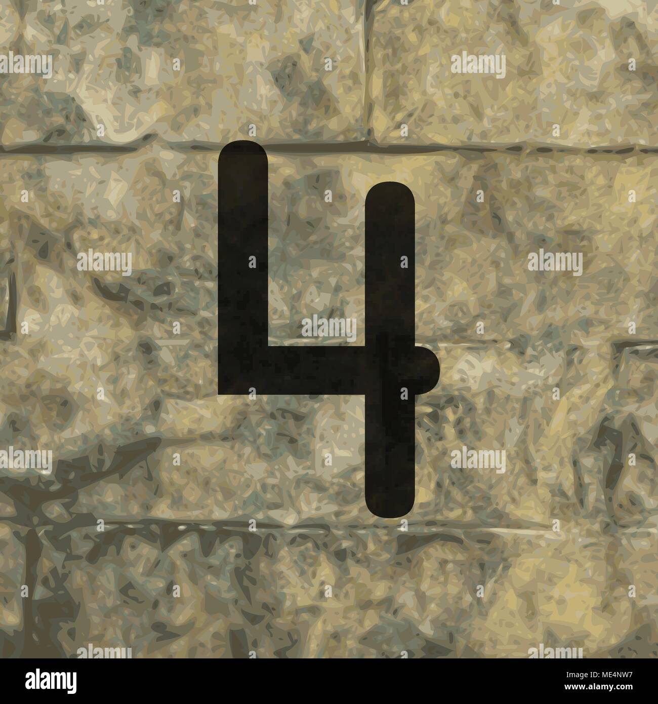 number four icon symbol on a stone wall. Vector illustration Stock ...