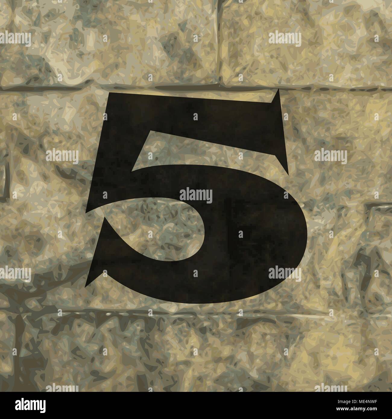 number five icon symbol on a stone wall. Vector illustration Stock ...