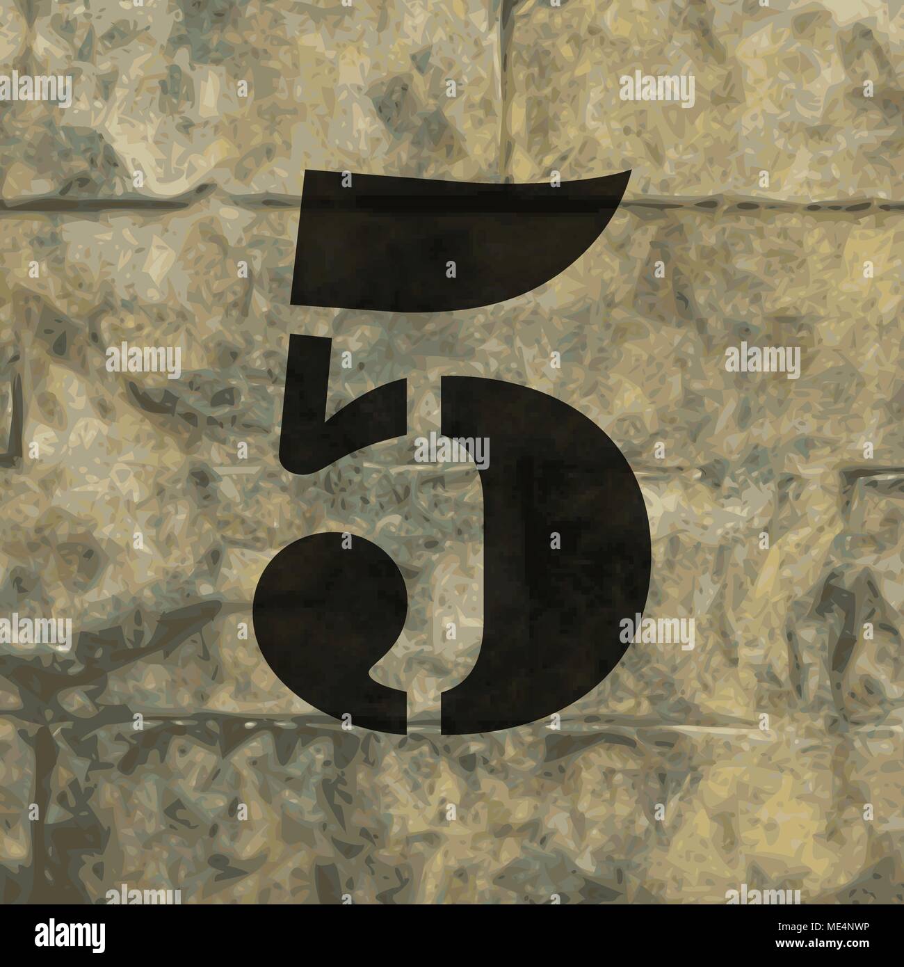 number five icon symbol on a stone wall. Vector illustration Stock ...