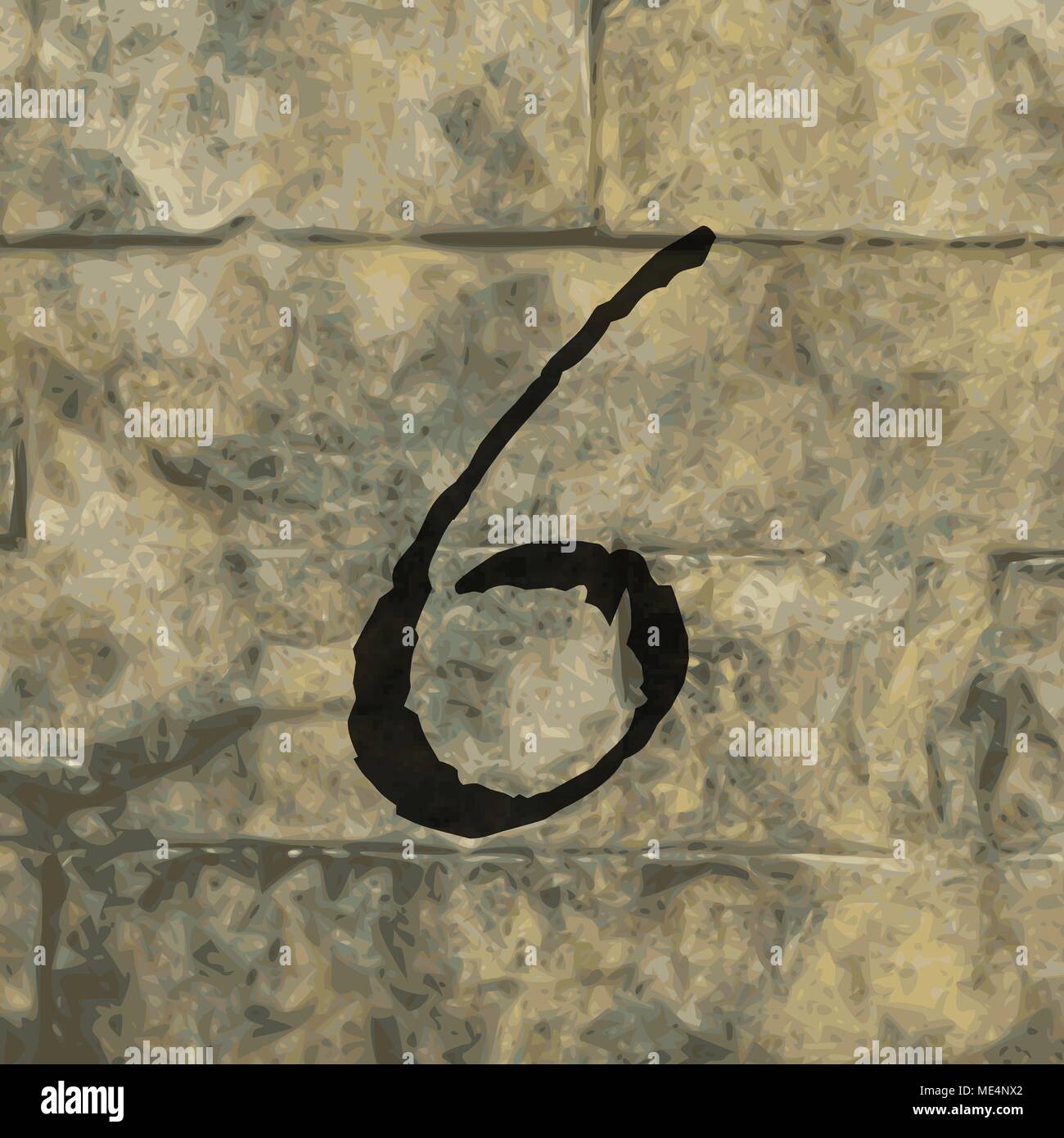 number six icon symbol on a stone wall. Vector illustration Stock ...