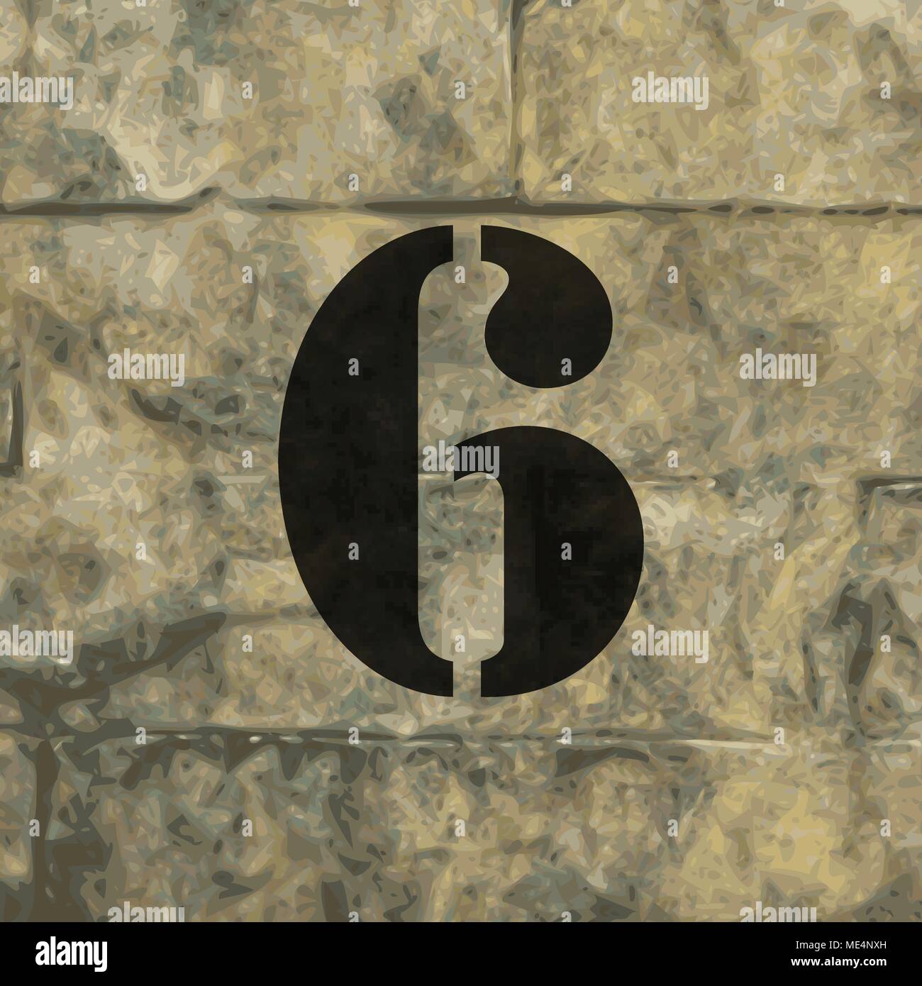 number six icon symbol on a stone wall. Vector illustration Stock ...