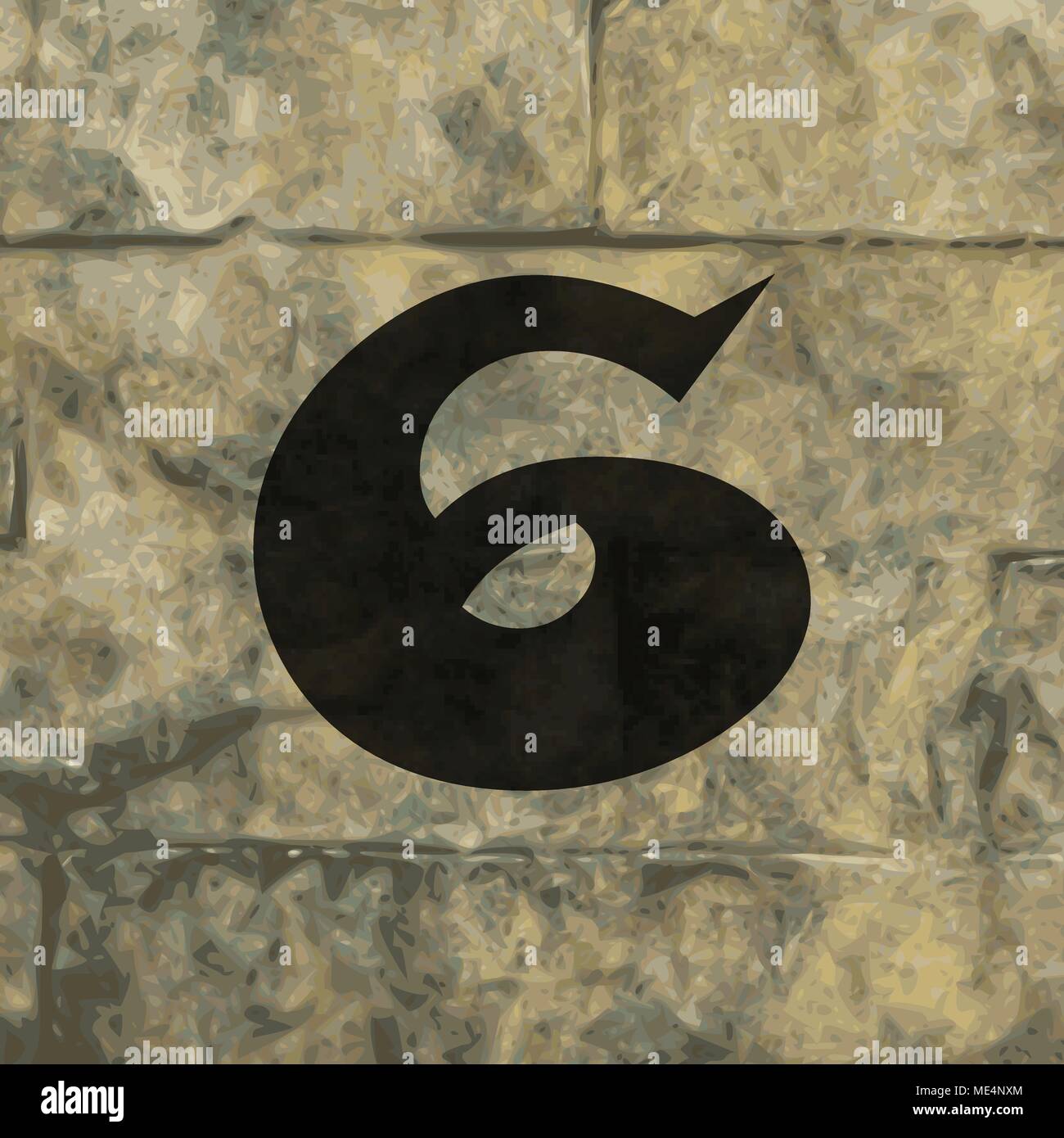 number six icon symbol on a stone wall. Vector illustration Stock ...